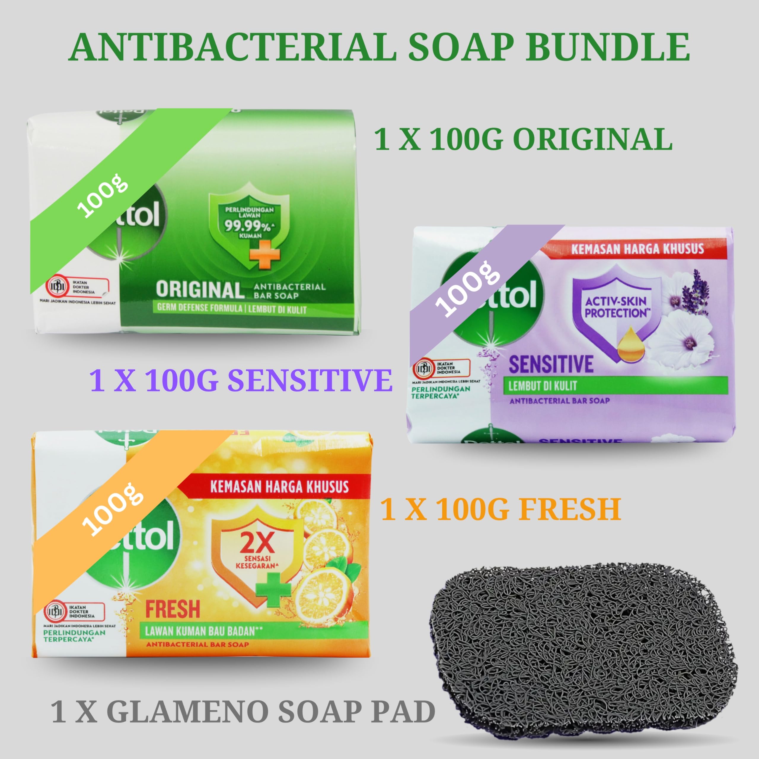 Antibacterial Soap Bundle with 3 pack soap bars – Original, Sensitive ...