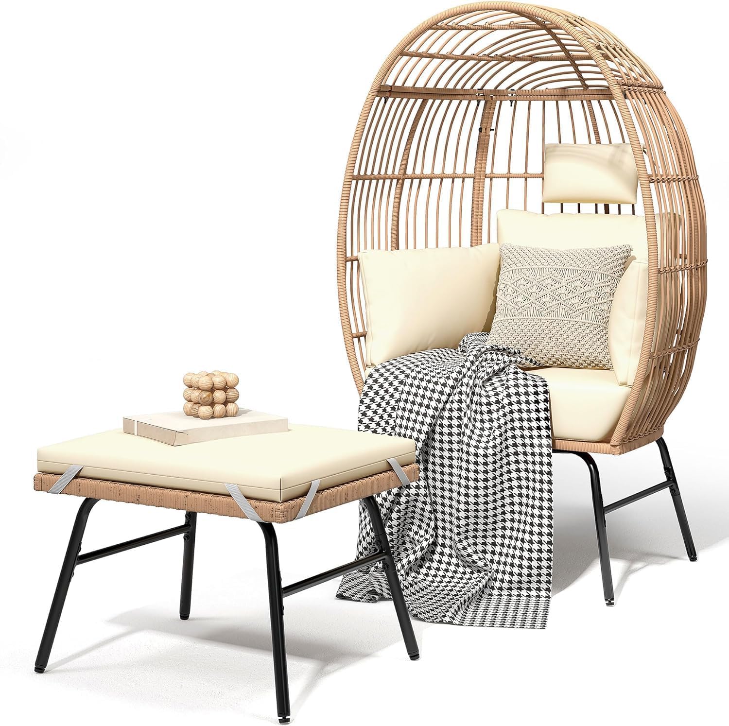 Amazon.com : YITAHOME Accent Living Room Egg Chair w/ 2-in-1 Ottoman ...