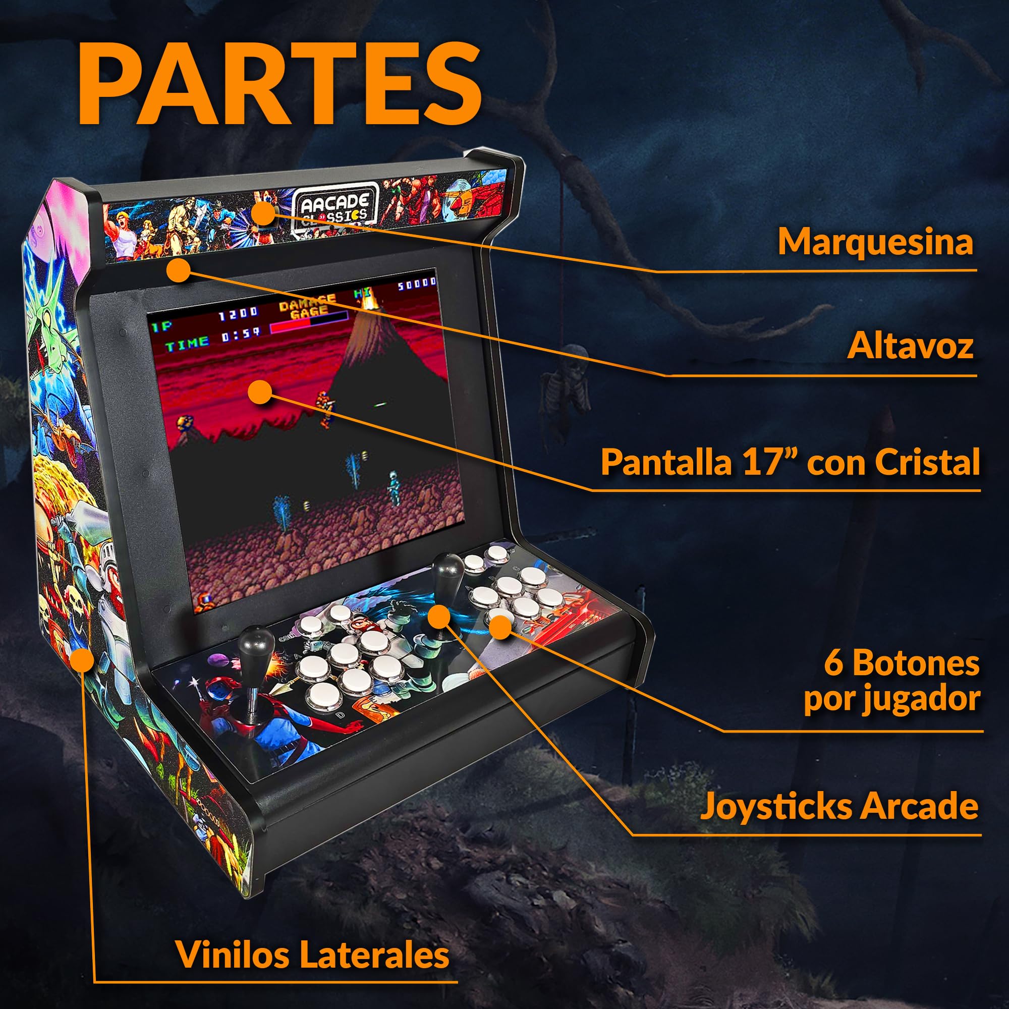 Marquesina De Arcade Arcade Machine 19 Inch, Contains More Than 20,000