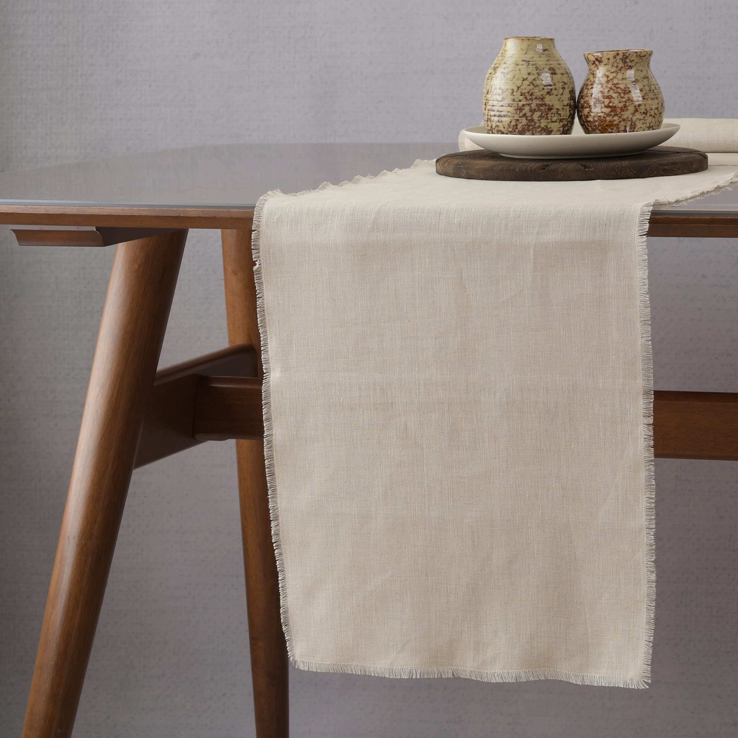 Amazon.com: Linkslove Home Linen Table Runner with Fringe- 14x48 Inch ...