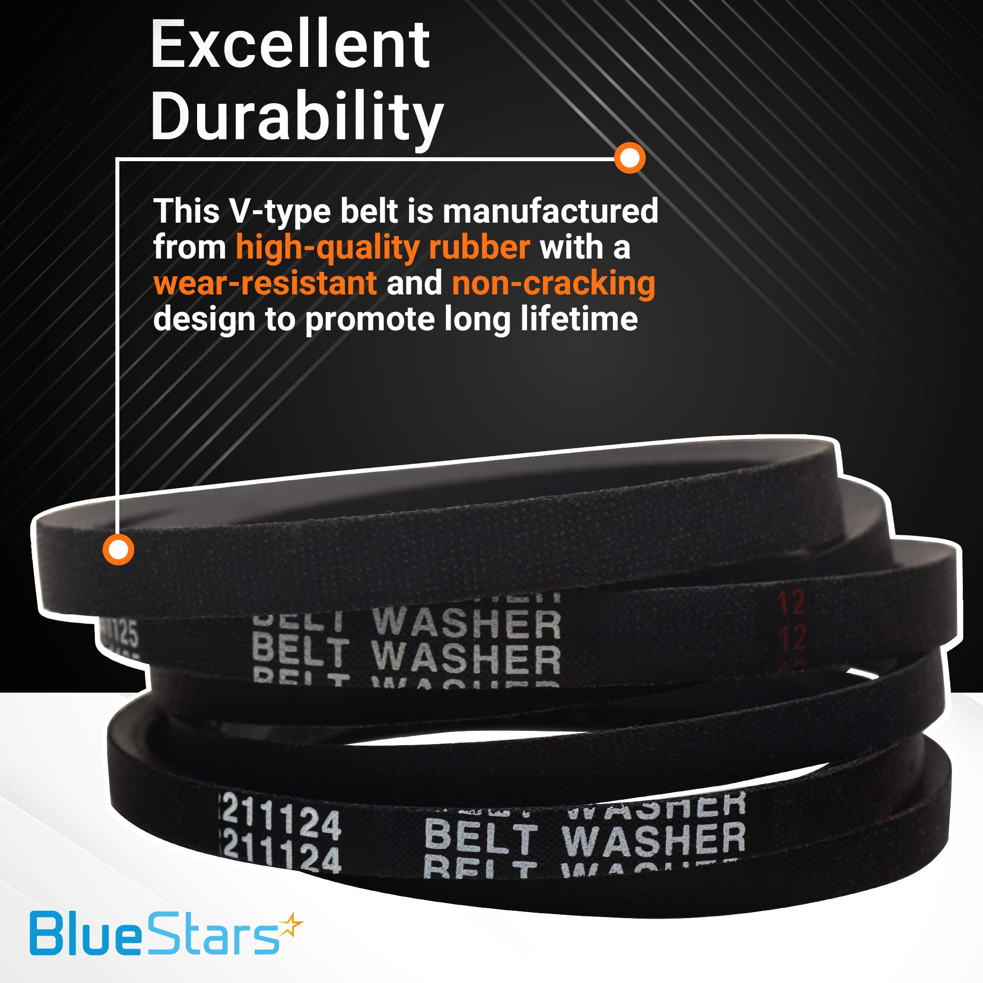 Ultra Durable 211124 & 211125 Washer Belt Set by BlueStars - Easy to Install - Exact Fit for ...