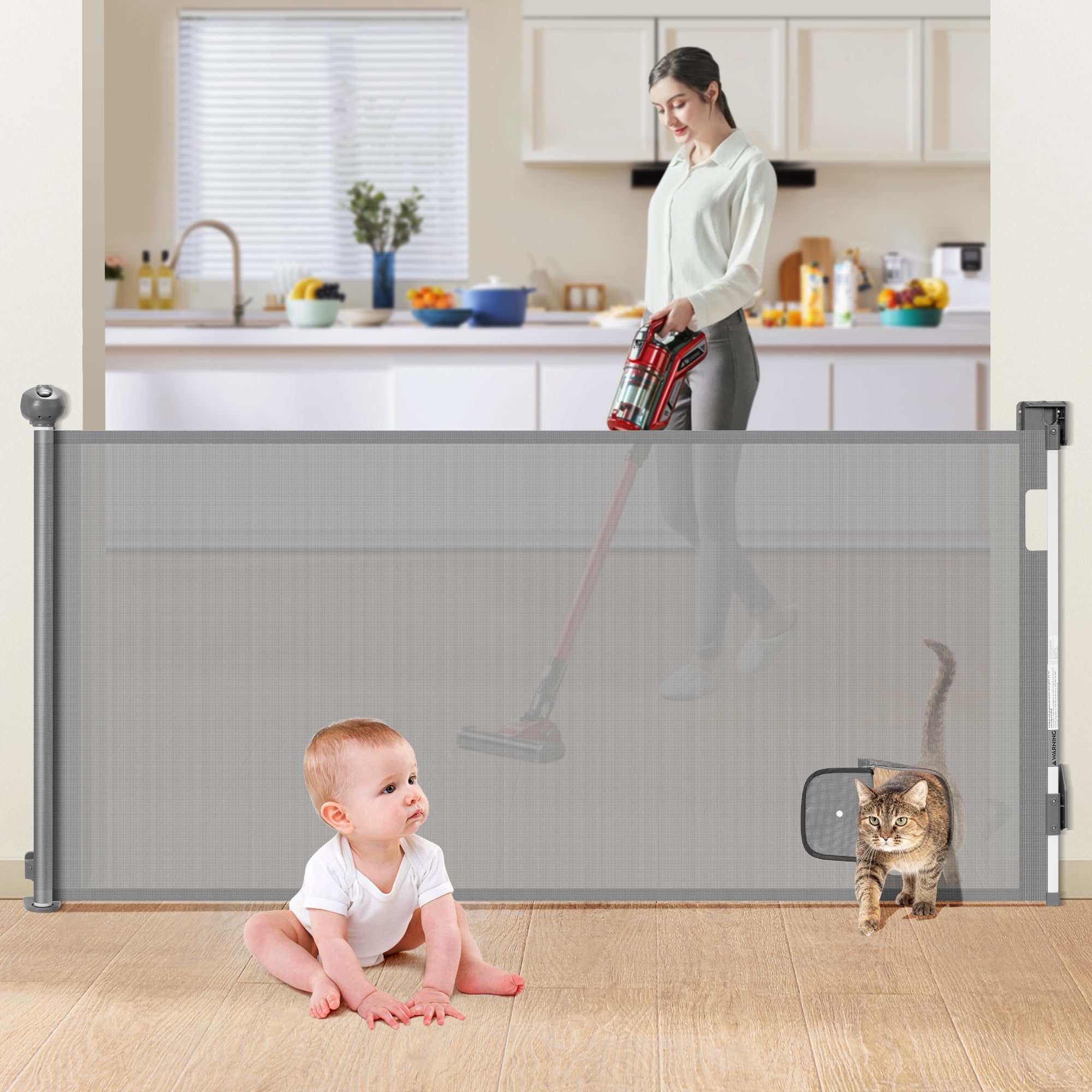 Snapklik.com : VIVOHOME 30 Seconds Automatic Locking Stairs Gate, 71 ...