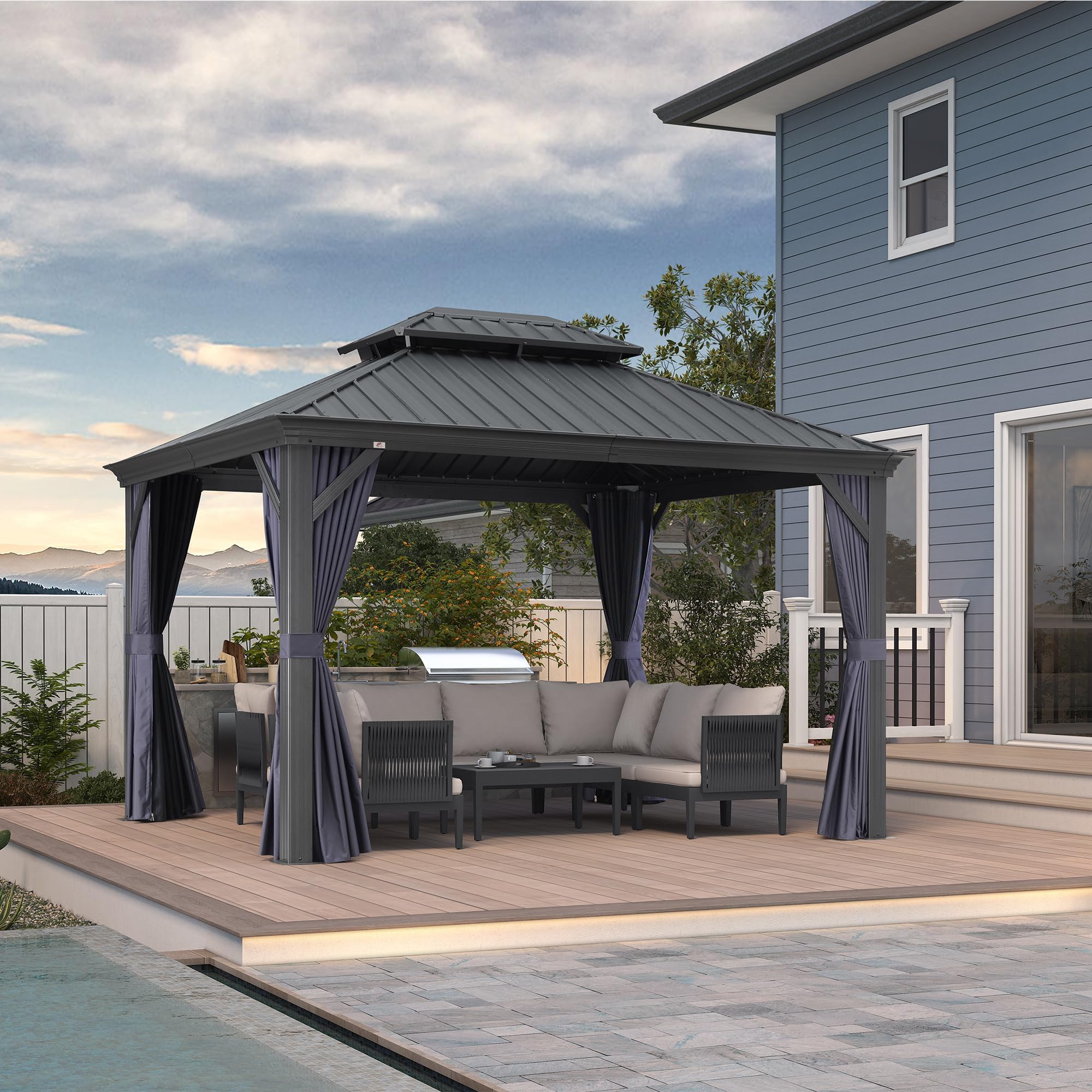 Amazon.com : Kozyard Caesar 12'x14' Hardtop Gazebo - Permanent Metal ...