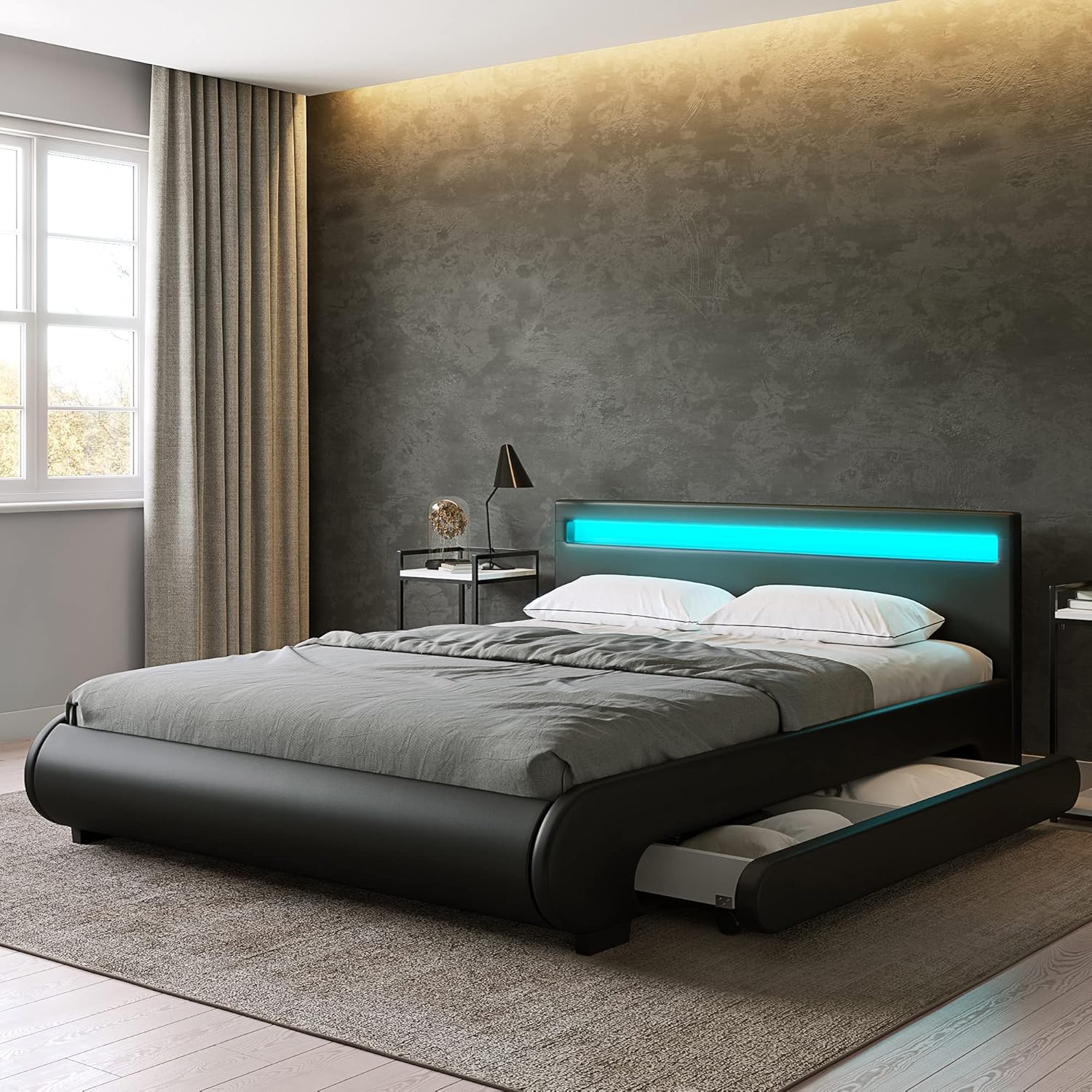 Buy ZTOZZ Litenight LED Bed Frame Full Size - Low Profile Platform Bed ...