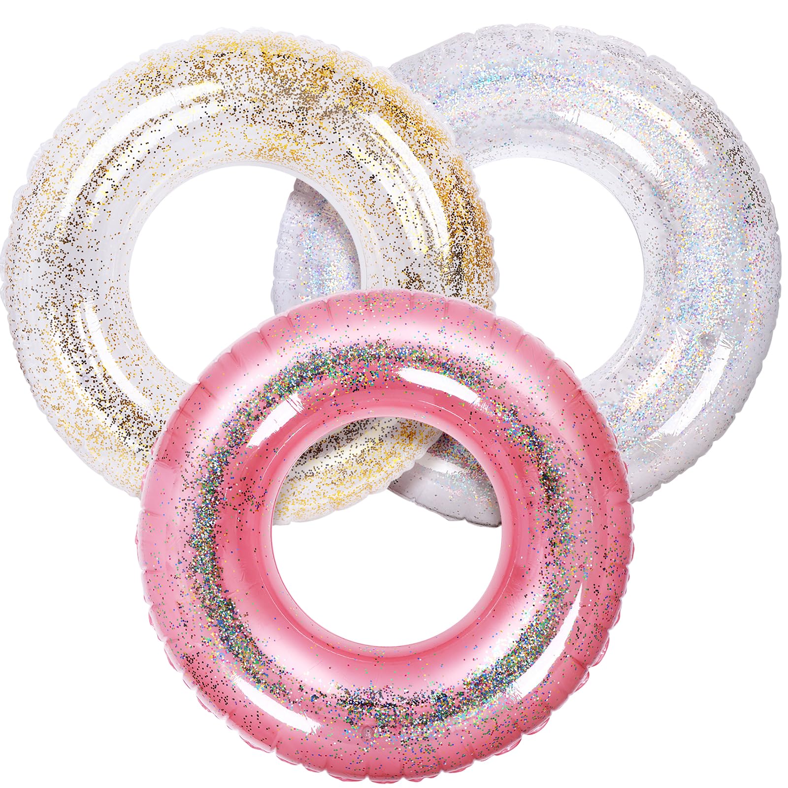 3 Pcs Inflatable Pool Float Tube Transparent Swimming Ring with ...