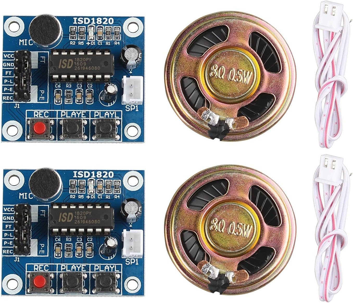 HALJIA ISD1820 Recorder Module Voice Recording Sound Microphone + 0.5W ...