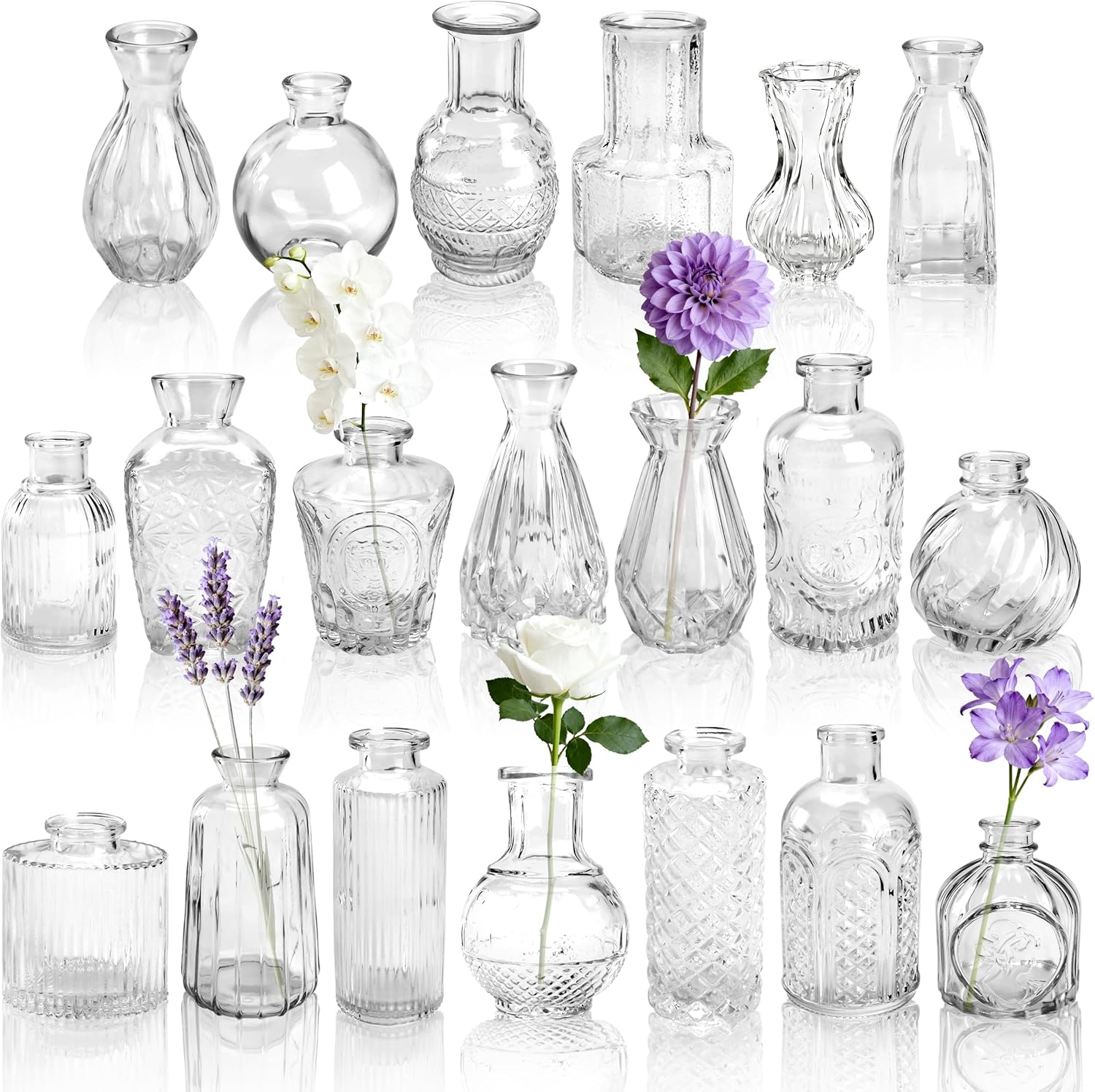 BTSD-home Glass Bud Vases Set of 20, Small Vases for Flowers, for Table ...