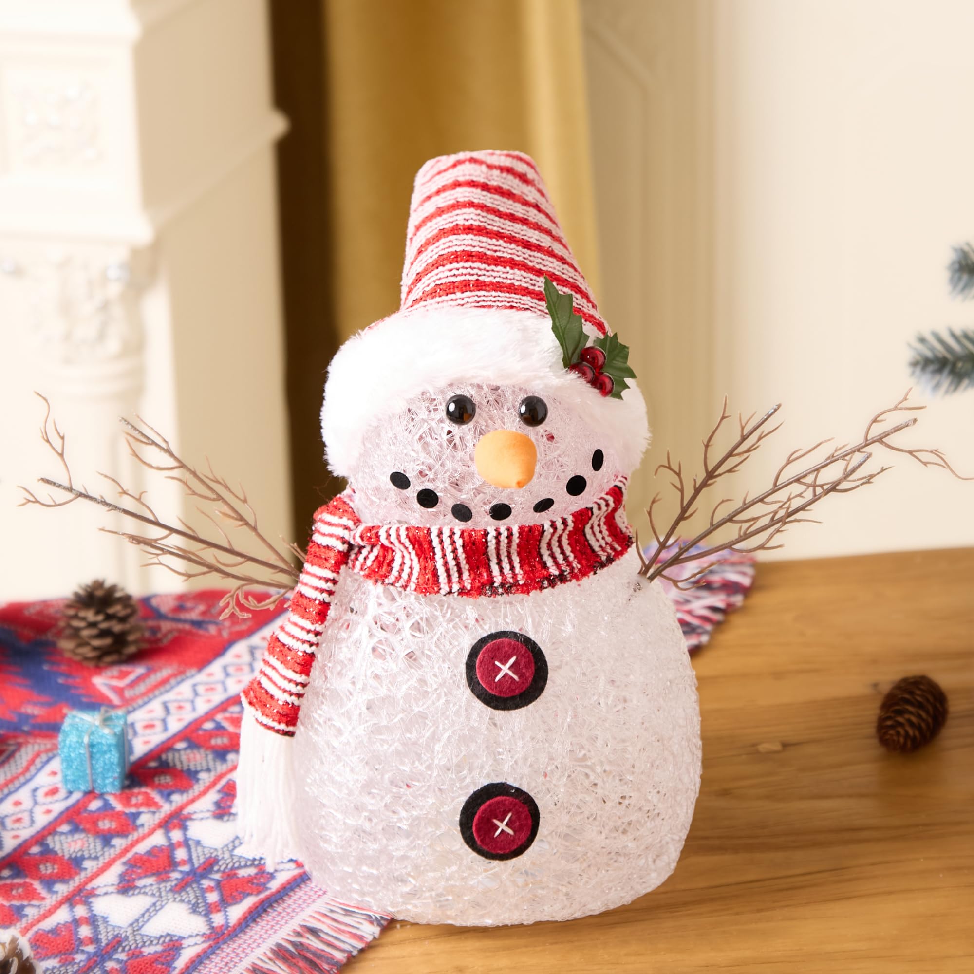 Amazon.com: ELAMAS Christmas Acrylic Snowman Decorations - Rotating ...