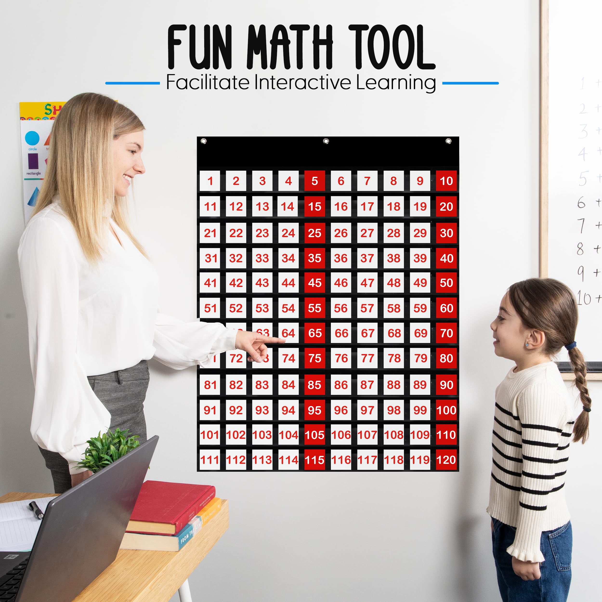 120 Chart For Classroom Black Hundreds Pocket Chart For Classroom ...