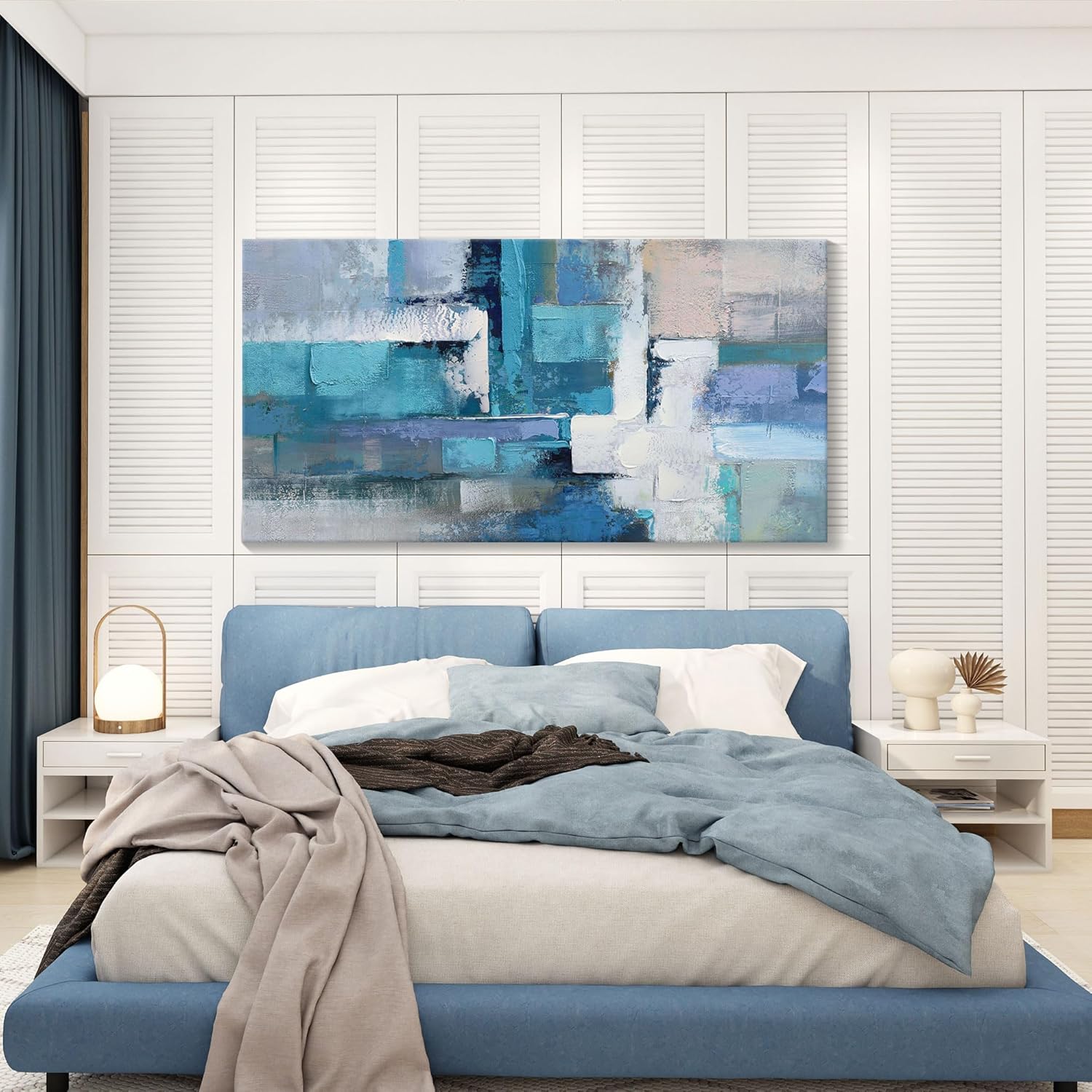 Amazon.com: AJAZIKO Blue Wall Art Modern Wall Art for Living Room ...