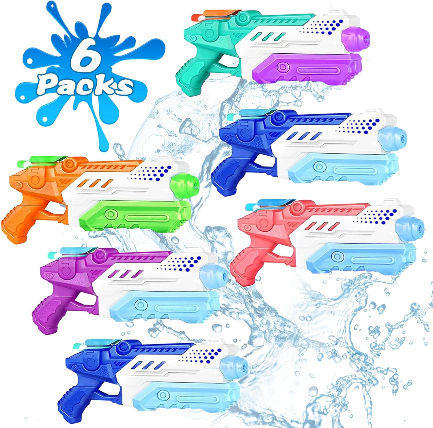 Amazon.com: Quanquer Water Gun for Kids Adults - 6 Pack Soaker Squirt ...