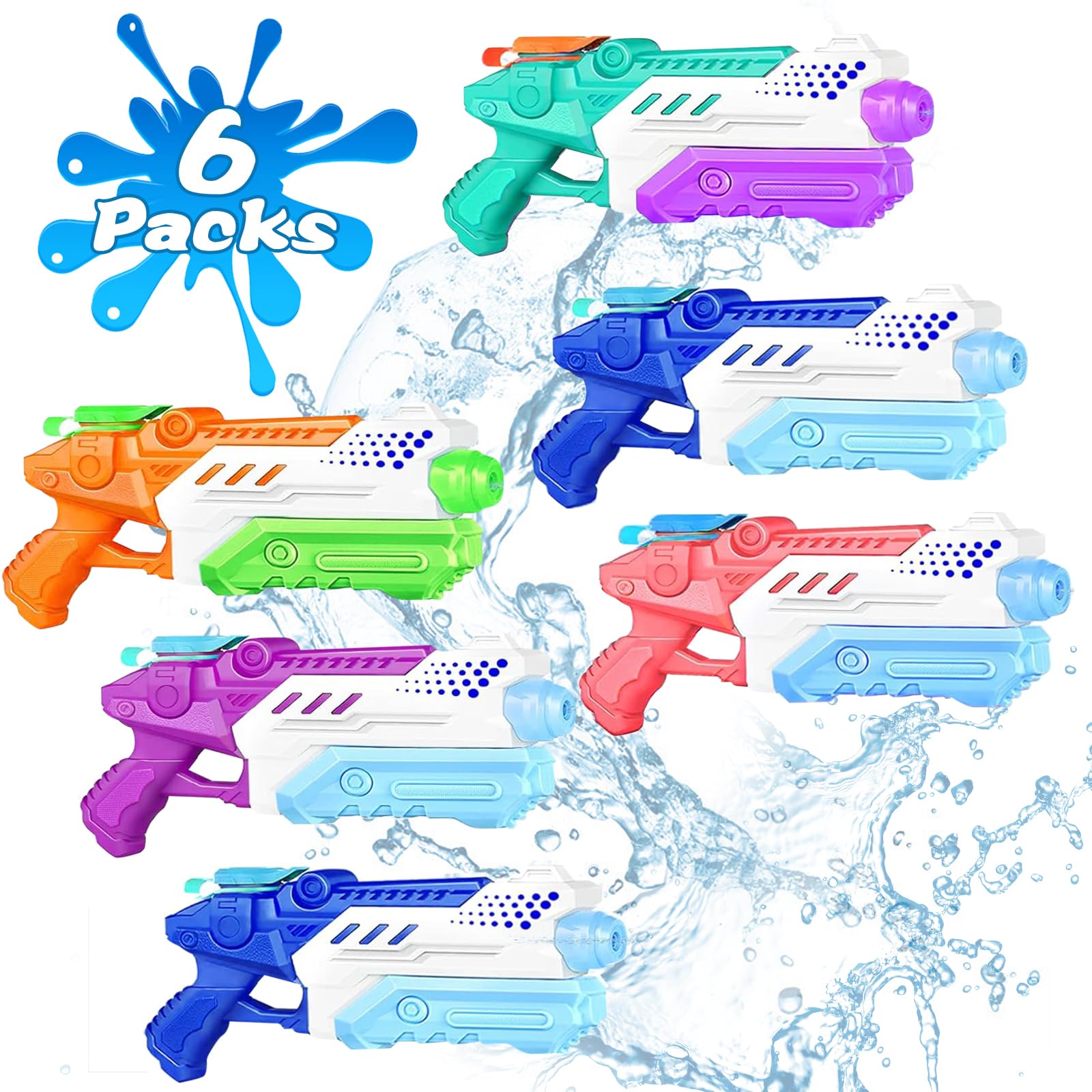 Snapklik.com : Quanquer Water Gun For Kids Adults - 6 Pack Soaker ...