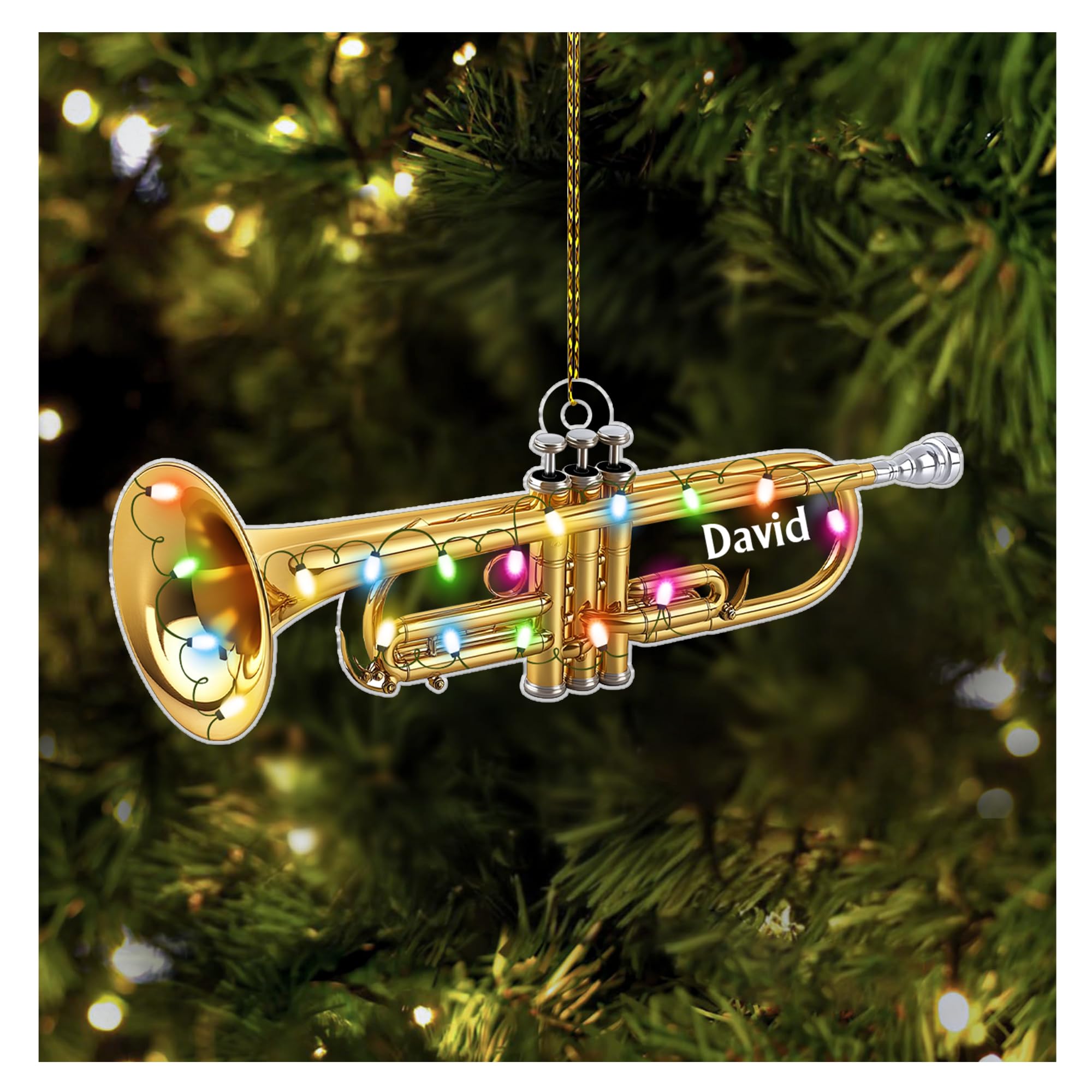 Amazon.com: Hyturtle Personalized Trumpet 2D Flat Christmas Ornament ...