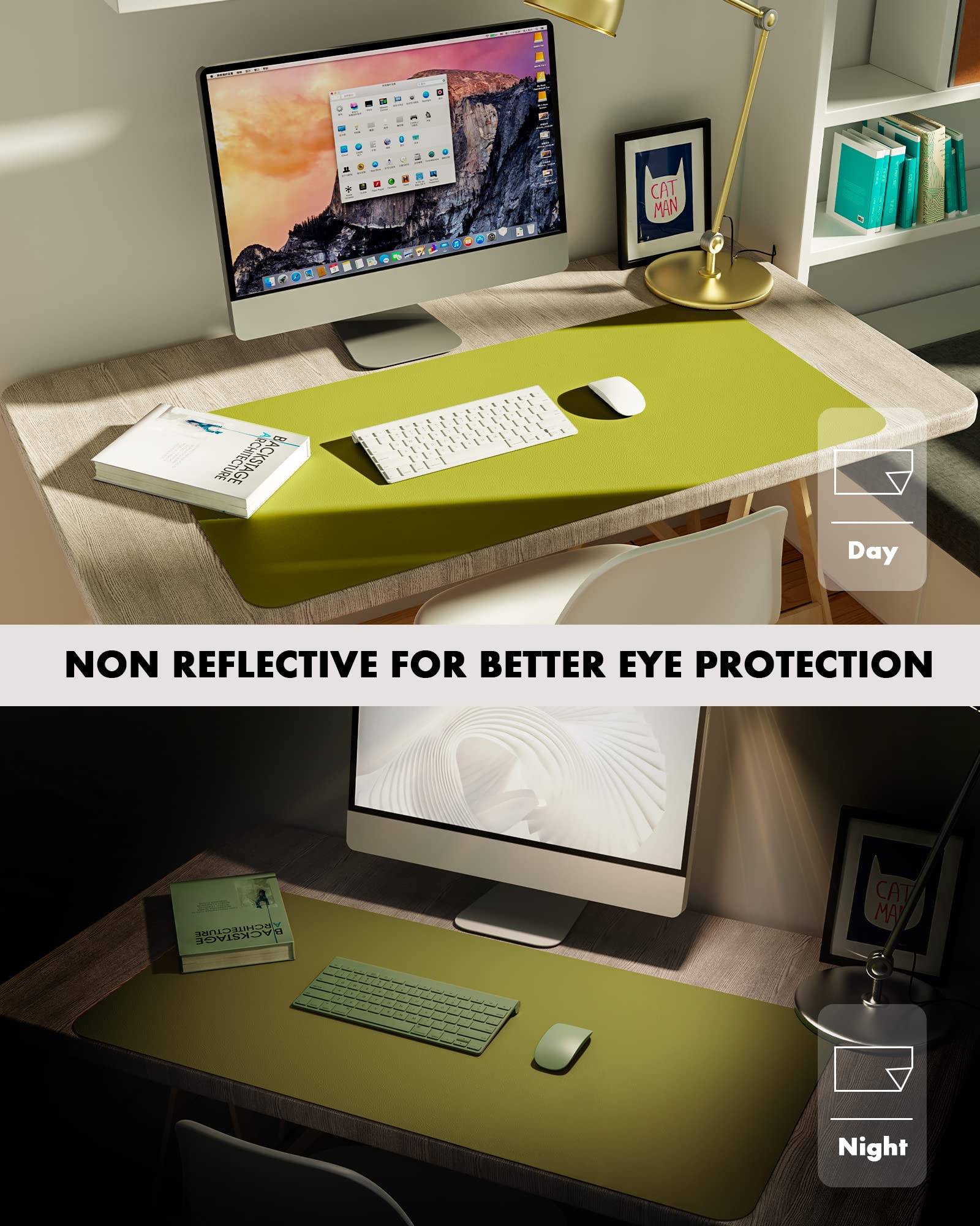 YSAGi Double-Sided Desk Pad, Leather Desk Mat, Eco Cork Desk Pad ...