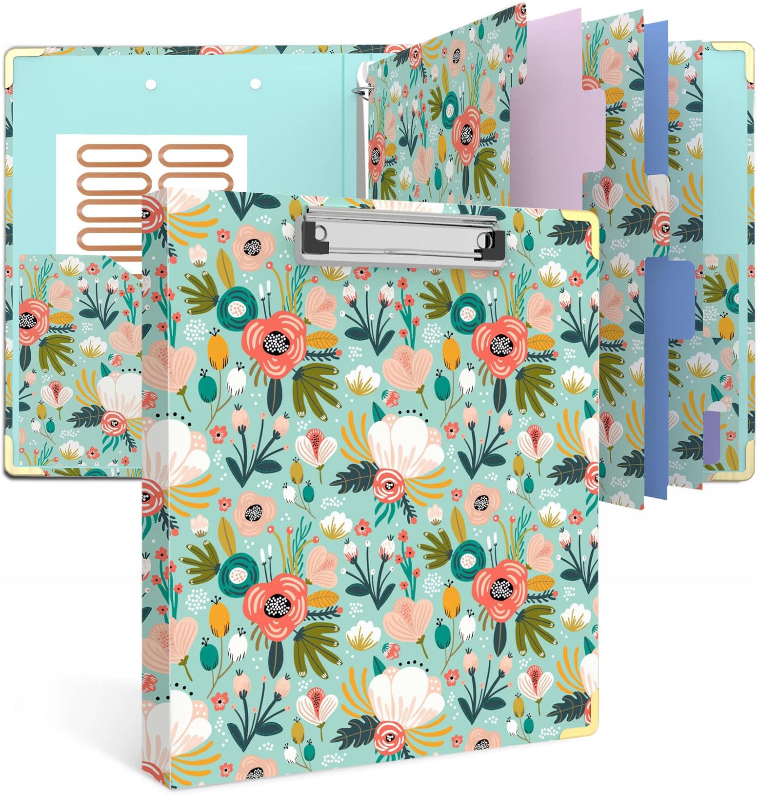 Amazon.com : 3 Ring Binder 1 Inch, Cute Round Ring Binders with 6 Tab ...