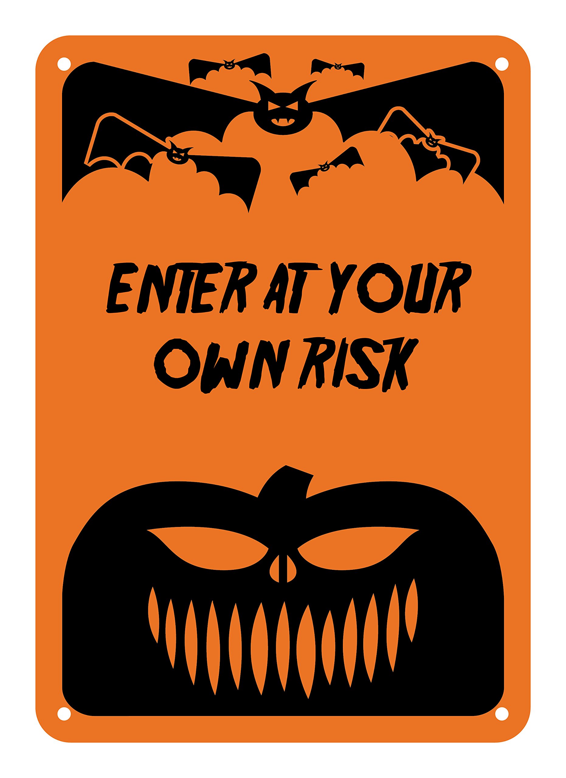 Amazon.com: Reflective Aluminum Halloween Sign "Enter At Your Own Risk ...