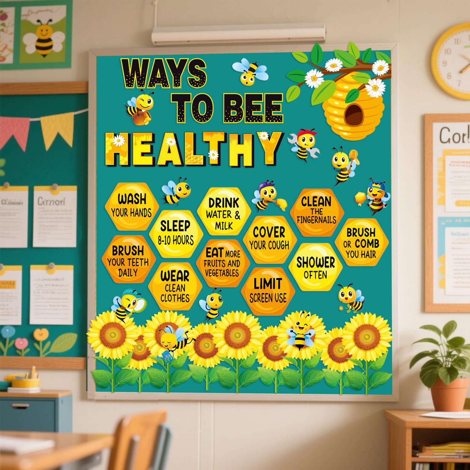Snapklik.com : 53 Pieces Bee Healthy Bulletin Board Decorations ...