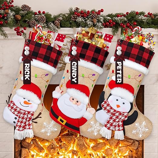 DEMIUKO 3PCS Christmas Stockings, 17 Inches Personalized Christmas ...