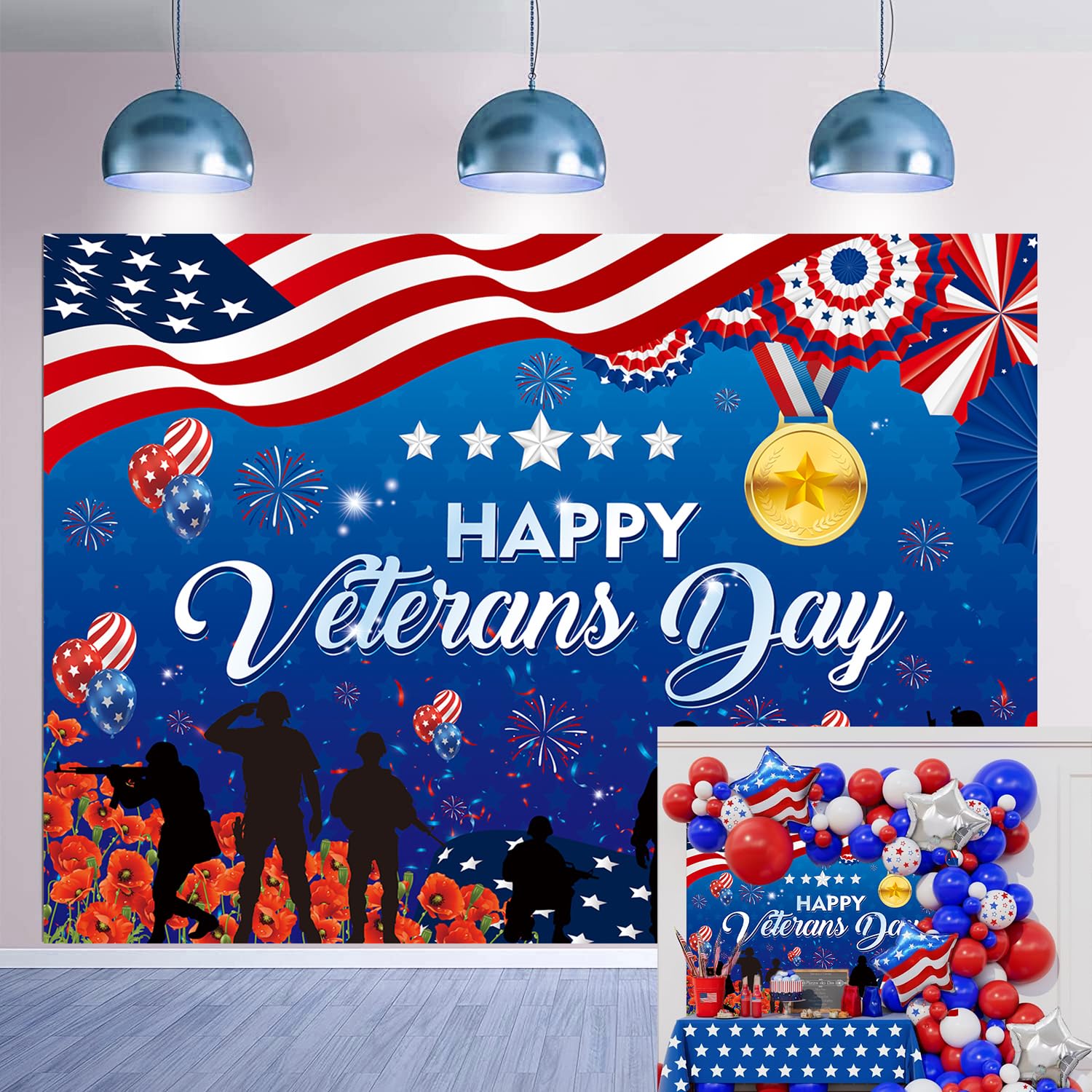 Amazon.com : Happy Veterans Day Banner Backdrop 7x5FT Veterans Day ...