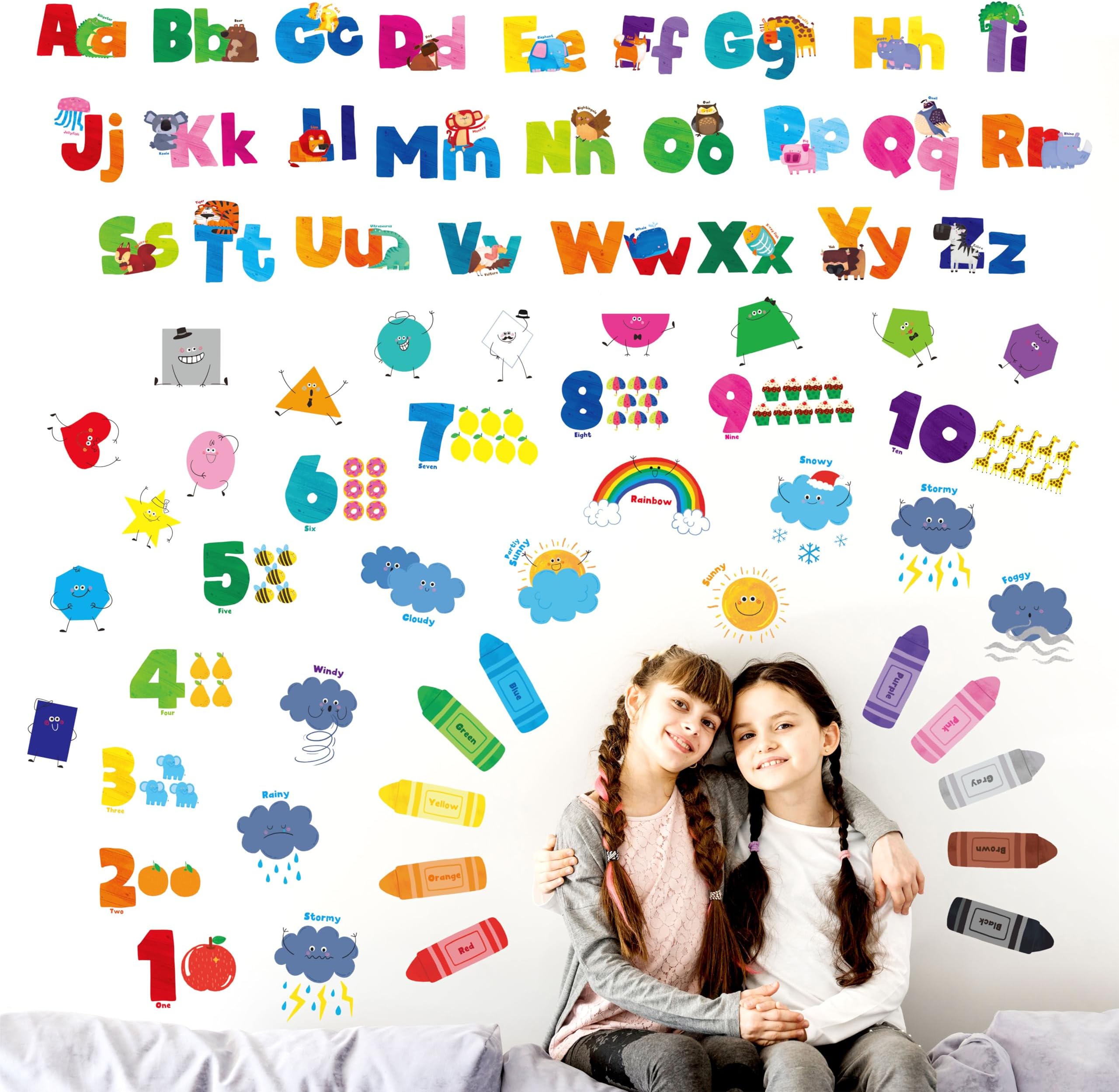 Amazon.com: Alphabet Wall Decals for Classroom - Colorful Inspirational ...