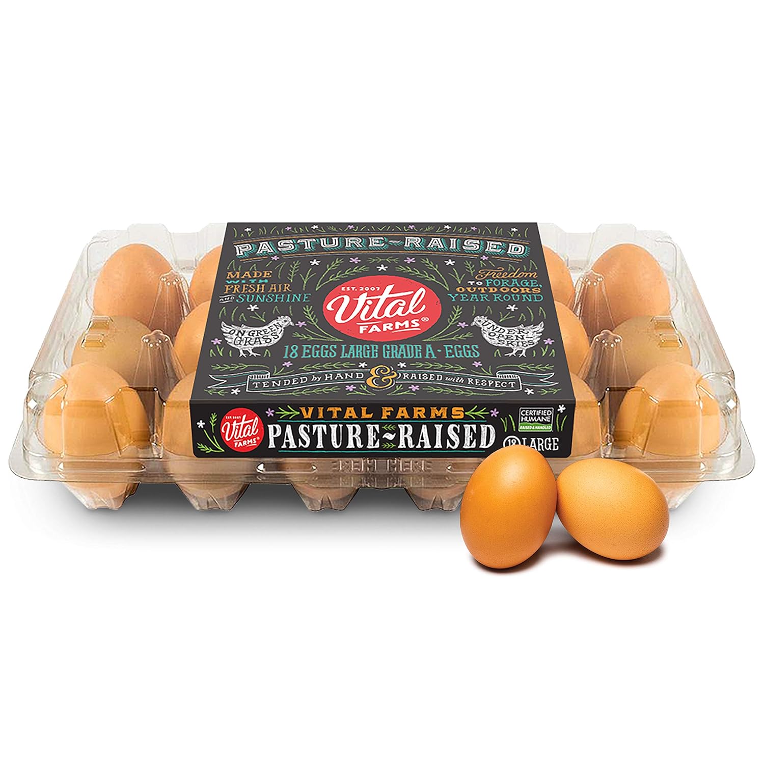 Amazon.com: Vital Farms 18 Pasture-Raised Eggs, Large, Brown, Grade A ...