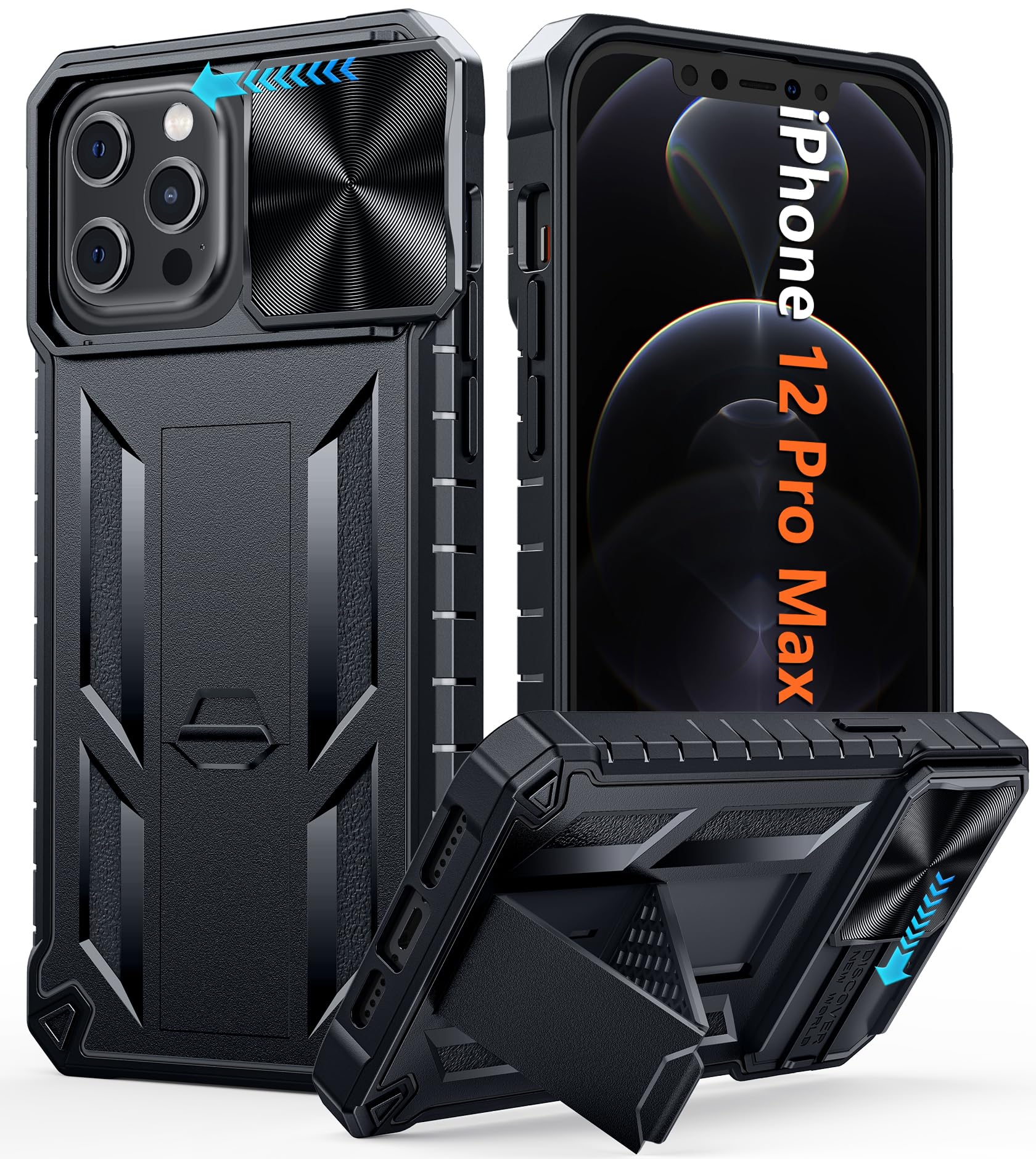 Amazon.com: FNTCASE for iPhone 12 Pro-Max Case: Rugged Military Grade Drop Proof Protection ...