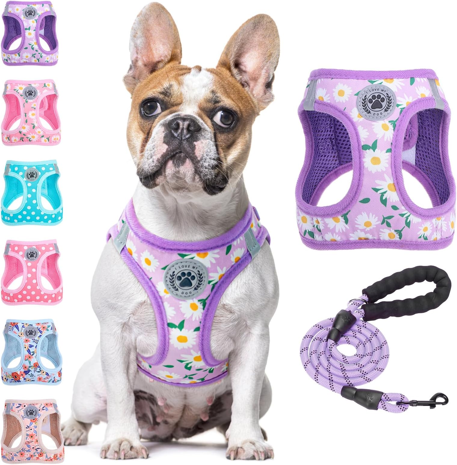 Amazon.com : BEAUTYZOO Step in Dog Harness and Leash Set,Floral Pattern ...
