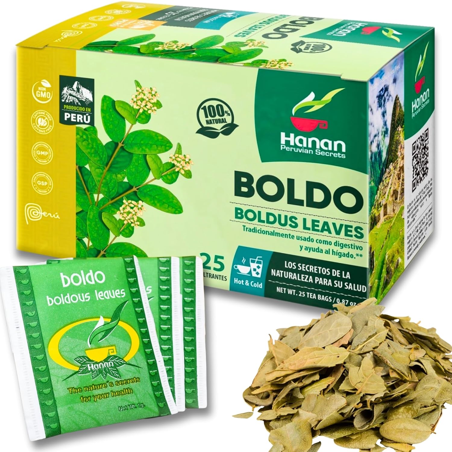 Amazon.com : Hanan Boldus Herbal Tea 25 Teabags of Boldo Leaves and ...