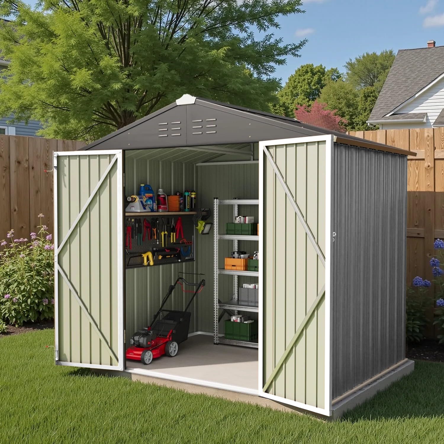 Snapklik.com : Greesum 86FT Outdoor Storage Shed, Metal Patio Storaged ...