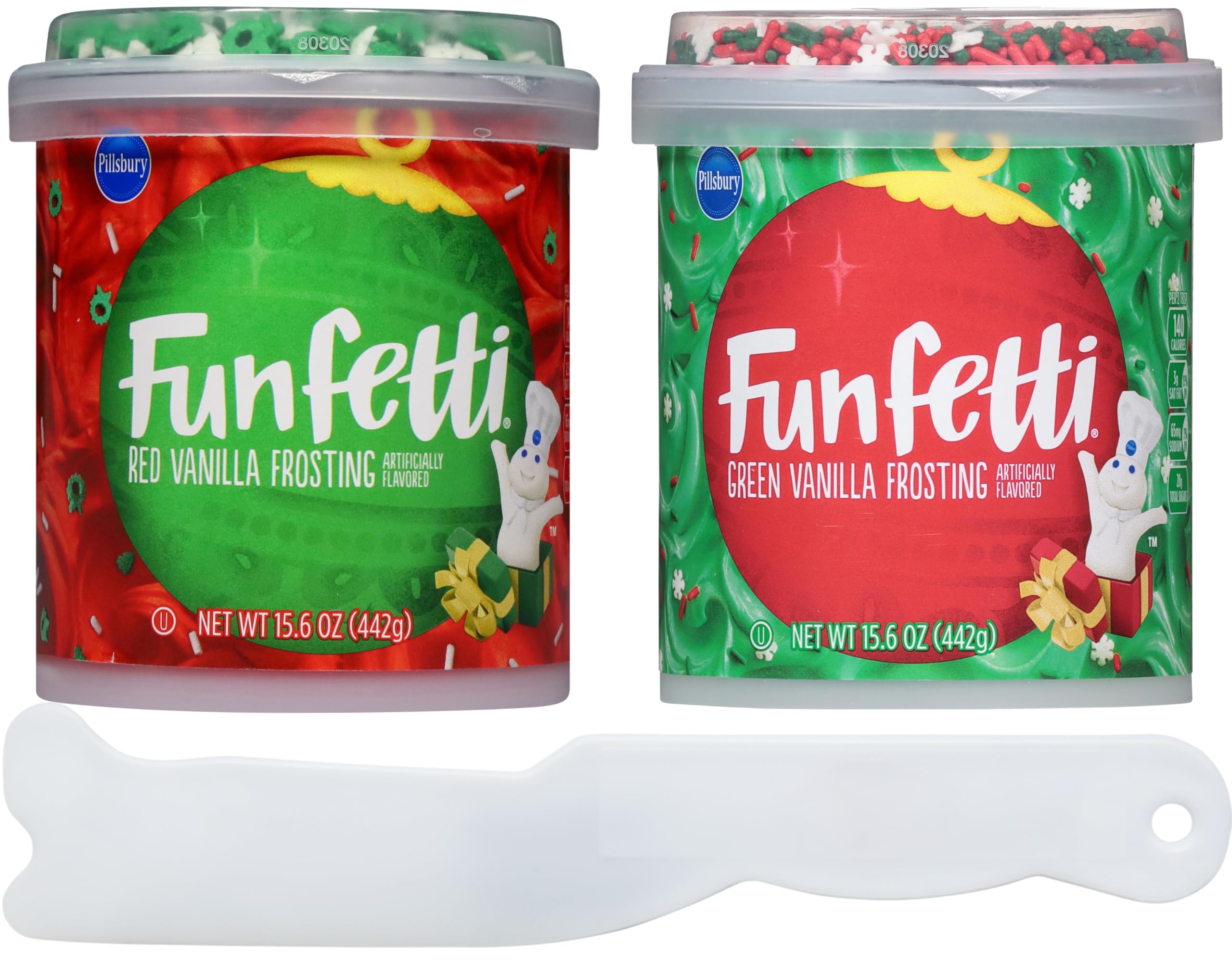 Amazon.com: Funfetti Holiday Frosting Bundle, 1 of each: Red & Green ...