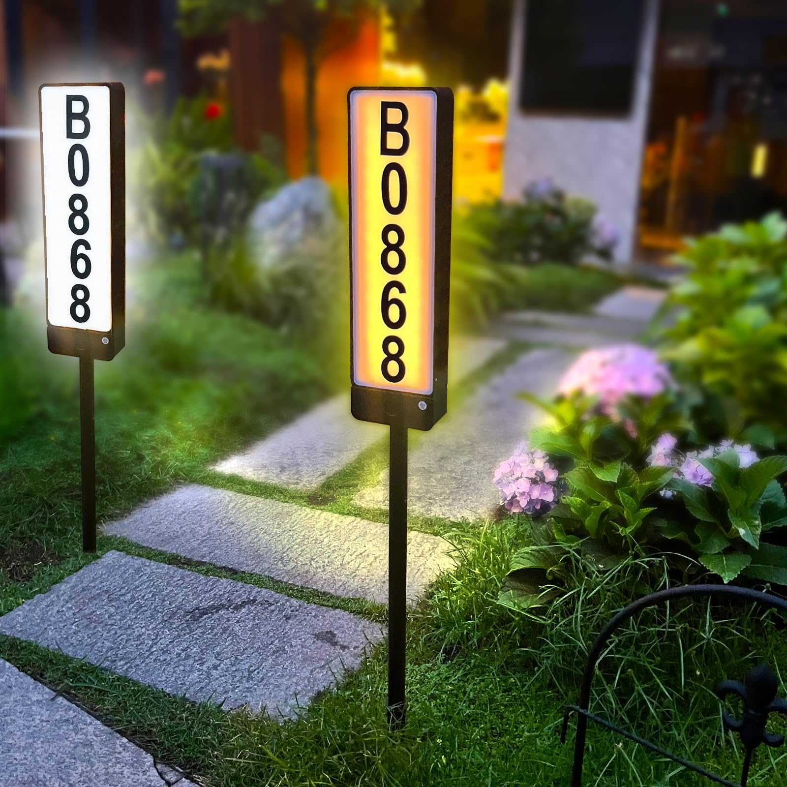 Amazon.com: Solar Address Sign, Double Side House Numbers for Outside ...