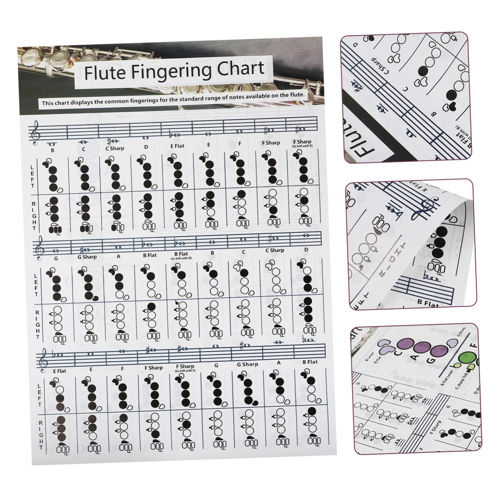 Snapklik.com : Flute Guide Chart Chord Chart For Beginners Easy ...