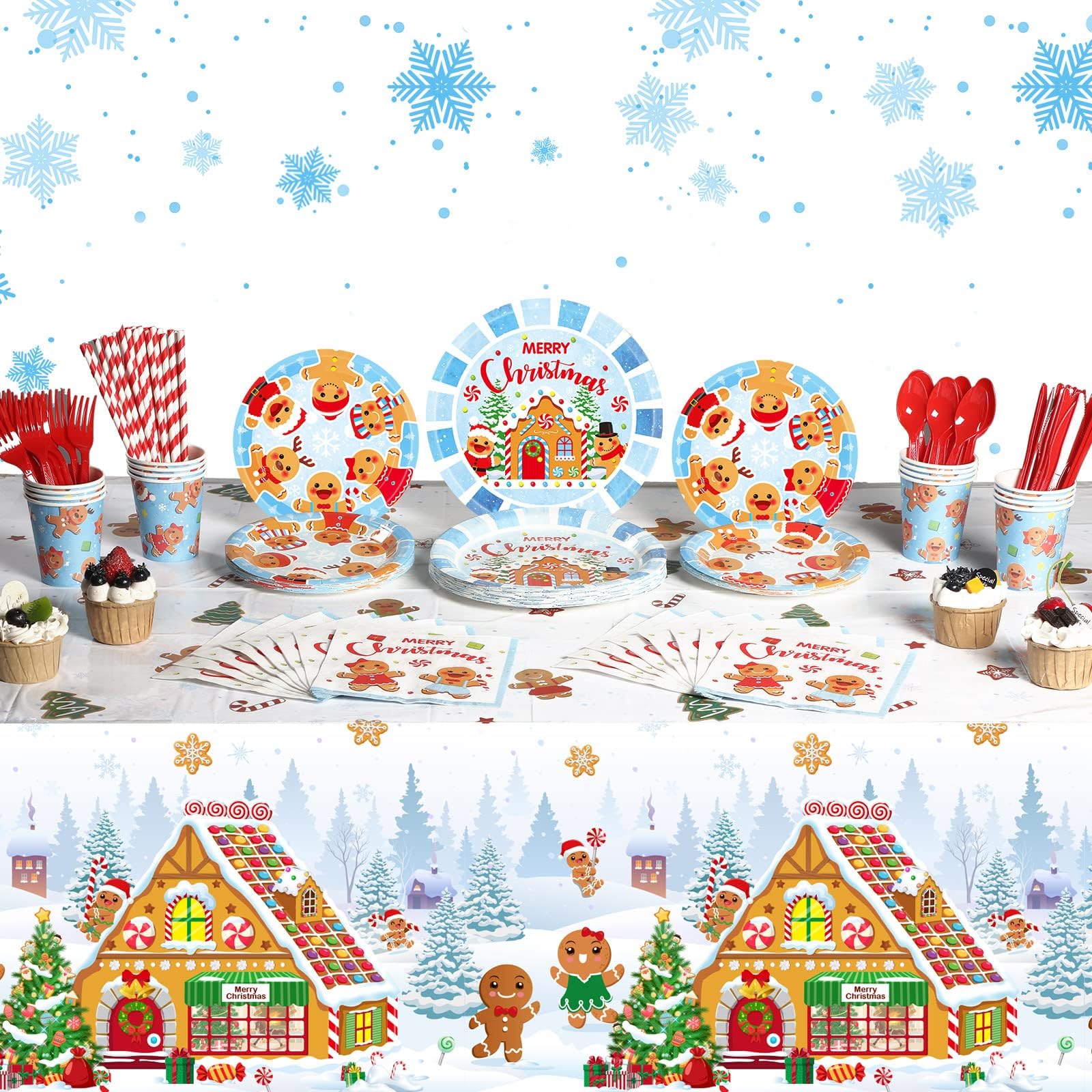 Amazon.com: 194 Pcs Merry Christmas Party Supplies for 24 Guests ...