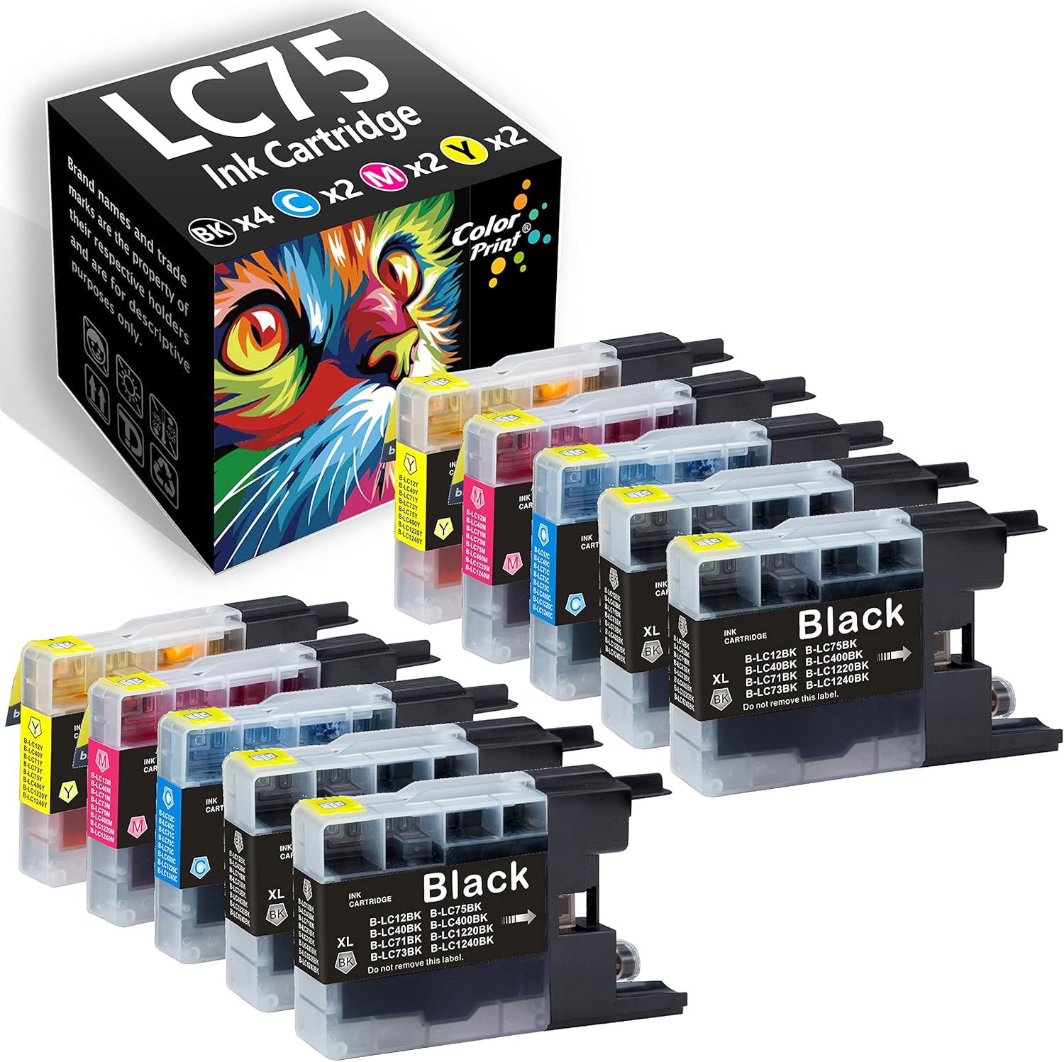 Amazon.com: CP Compatible Ink cartridge Replacement for LC-75, 4BK,2C ...