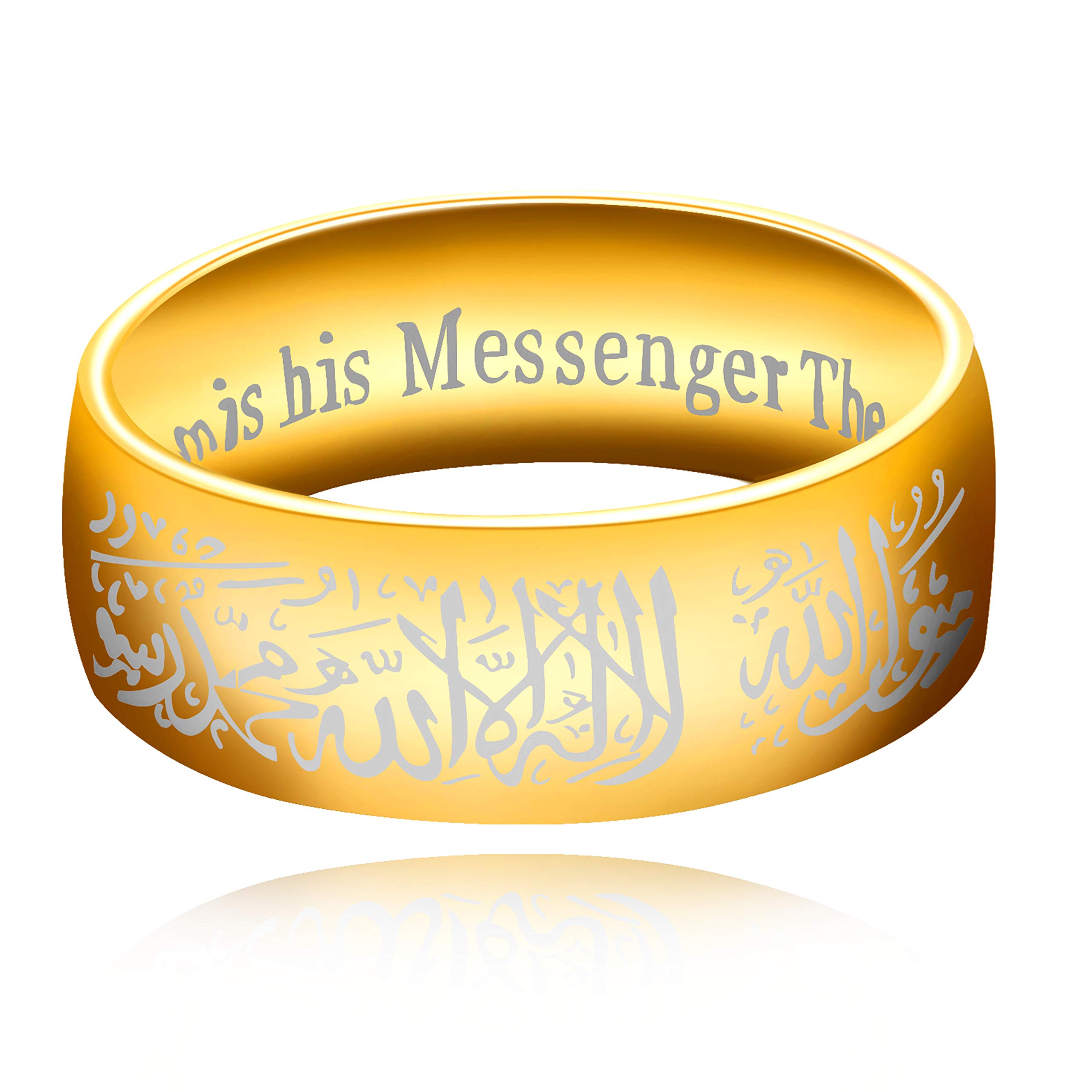 Buy Muslim Mohammad Arabic Letter Shahada Rings Gold Color Stainless ...