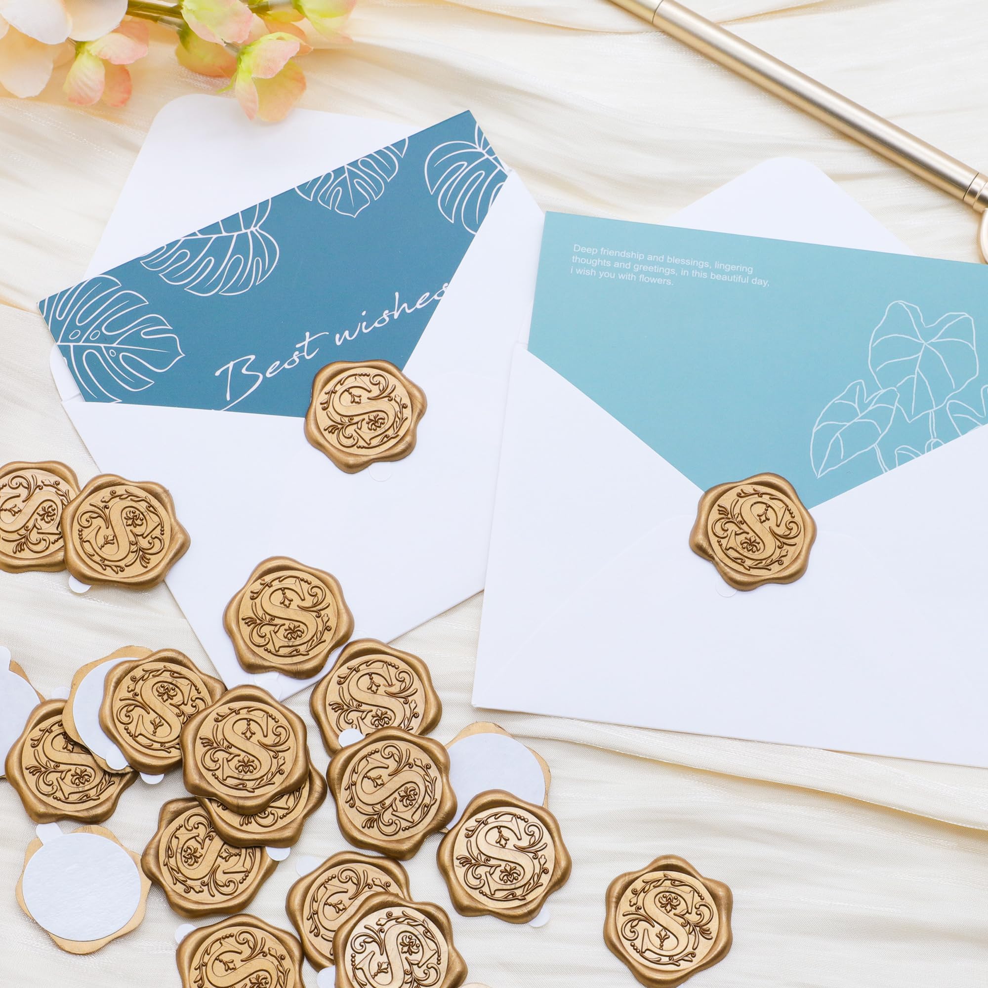 Snapklik.com : 100 Pack Letter S Wax Seal Stickers, Antique Gold ...