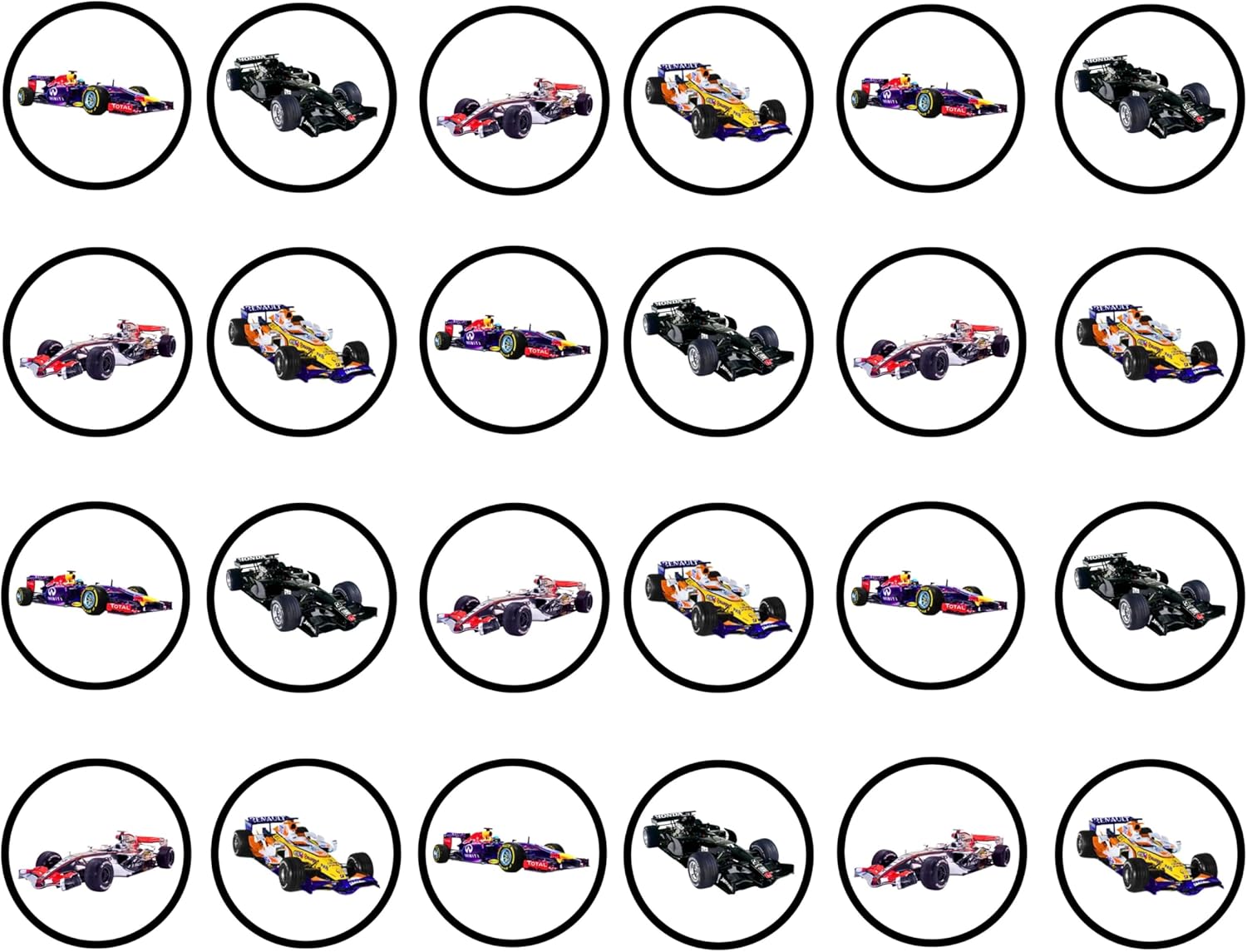 48 F1 Cupcake Decorations, Edible Racing Car Cup Cake Toppers, Mini Car ...
