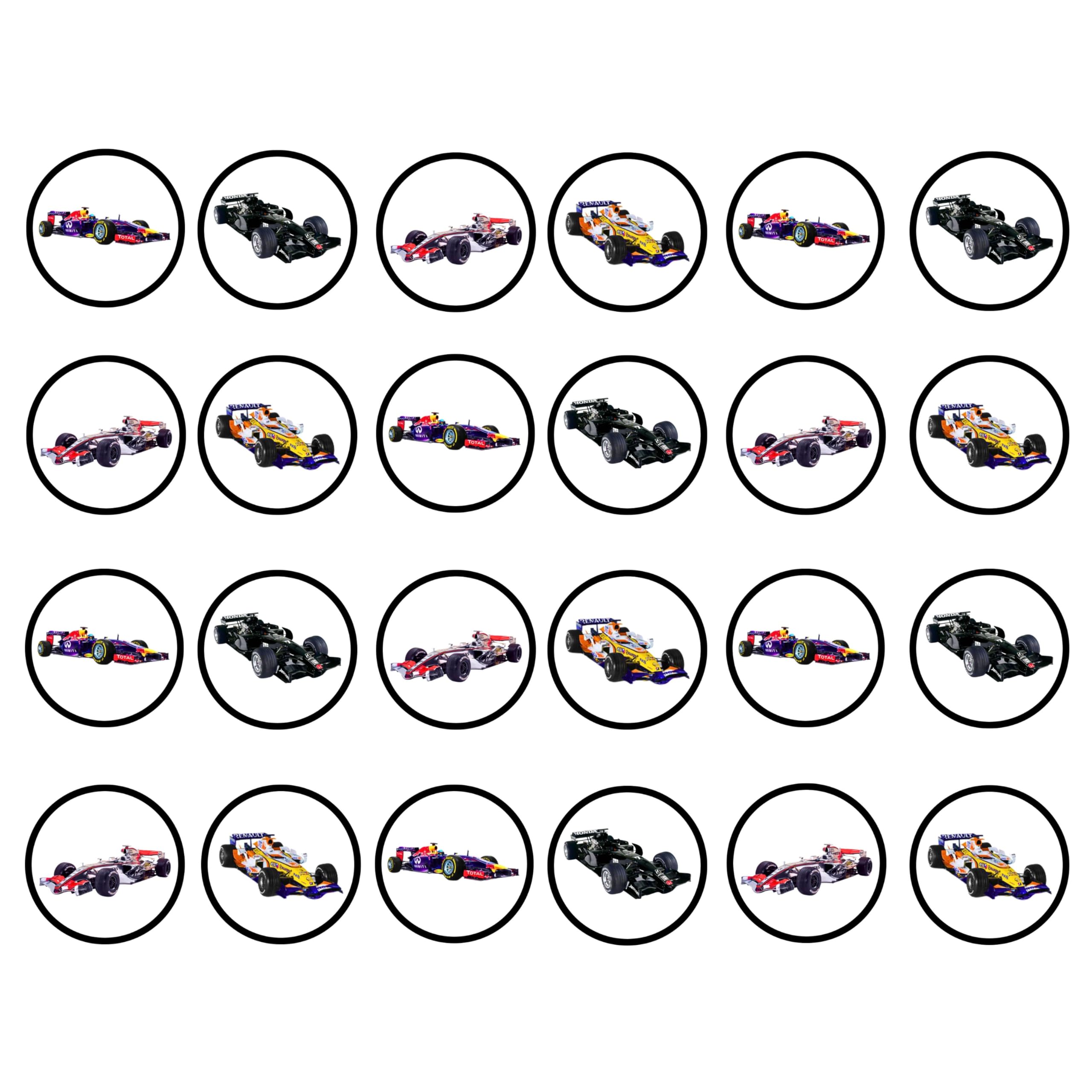 Buy 48 F1 Cupcake Decorations, Edible Racing Car Cup Cake Toppers, Mini ...