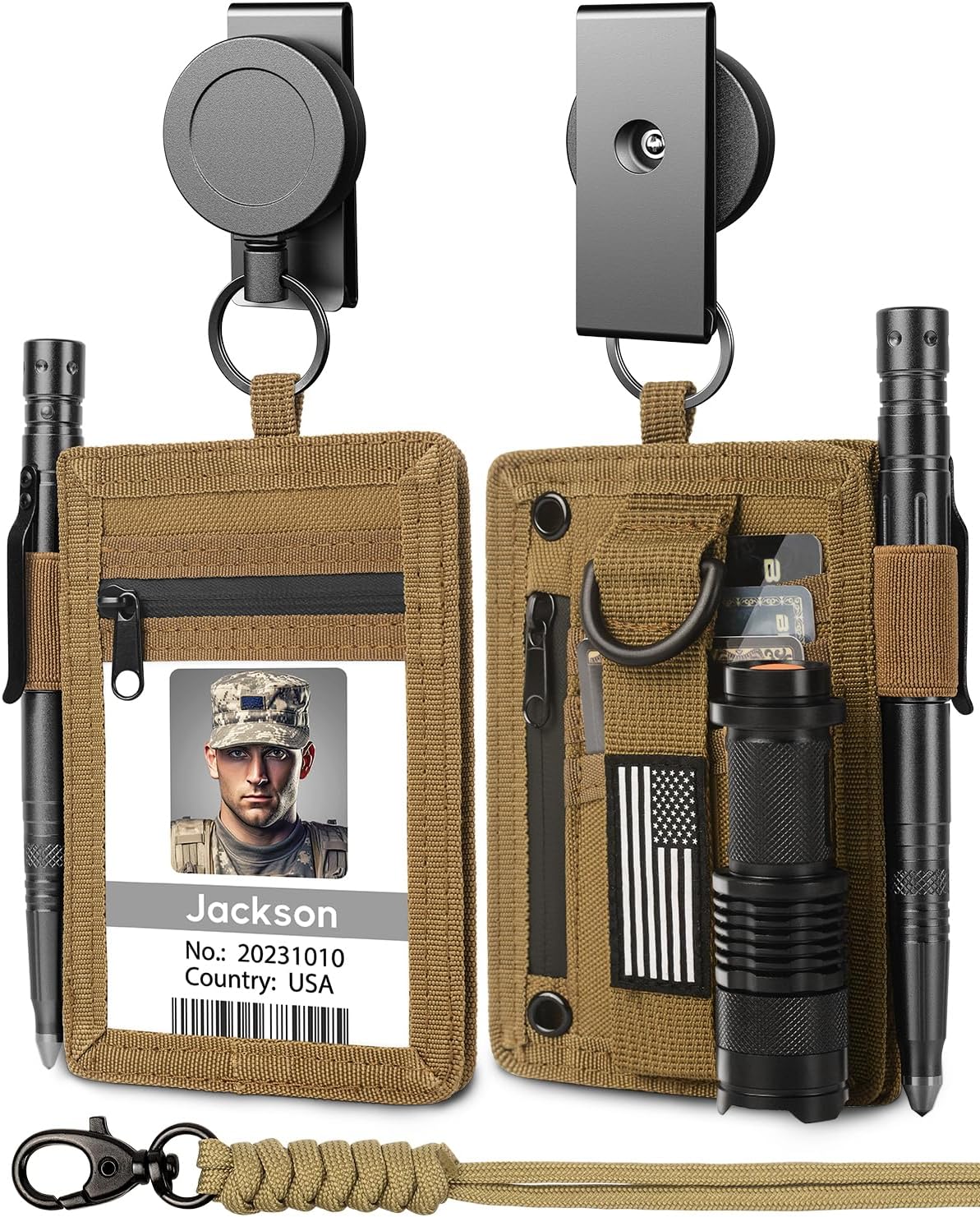 Amazon.com : TALONITE RFID 900D Nylon Tactical ID Badge Holder with Retractable Keychain, Heavy ...