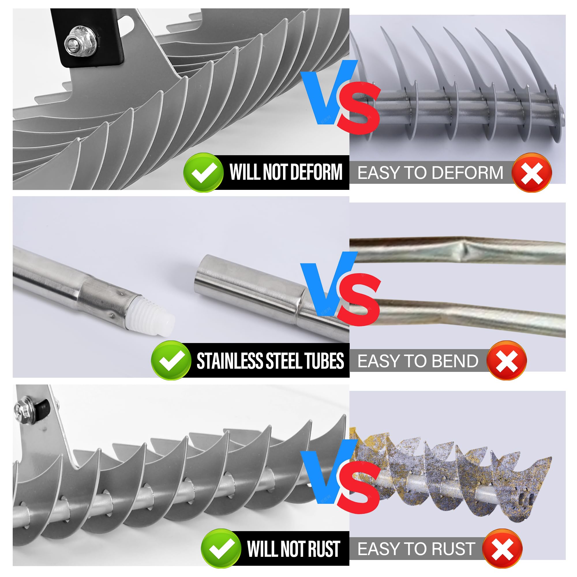 Snapklik.com : YEELOR Thatch Rake - 15-Inch Wide Adjustable Handle ...