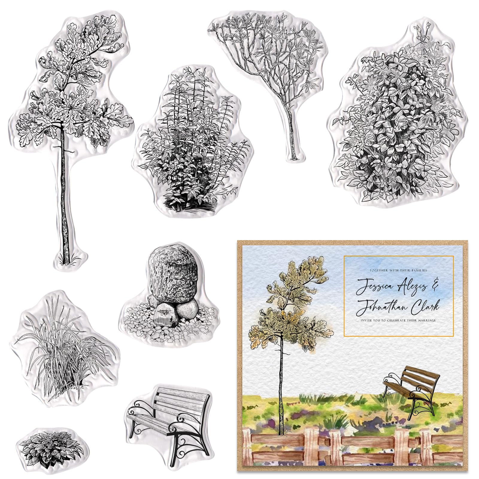 Amazon.com: Threetols Tree Clear Stamps for Card Making, Branch Clear ...