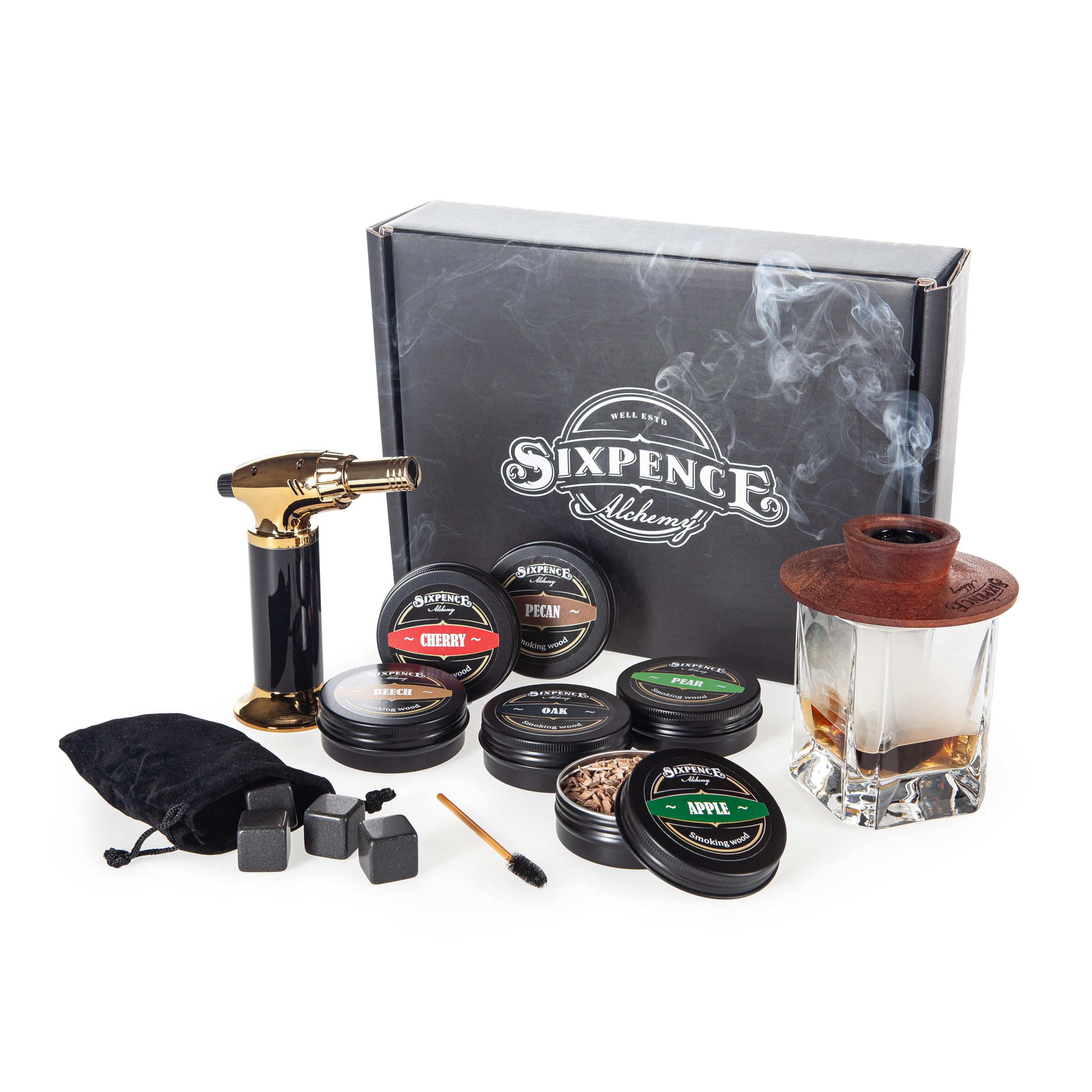 Sixpence Alchemy Cocktail Smoker Kit with Torch. Smoking Kits Include ...