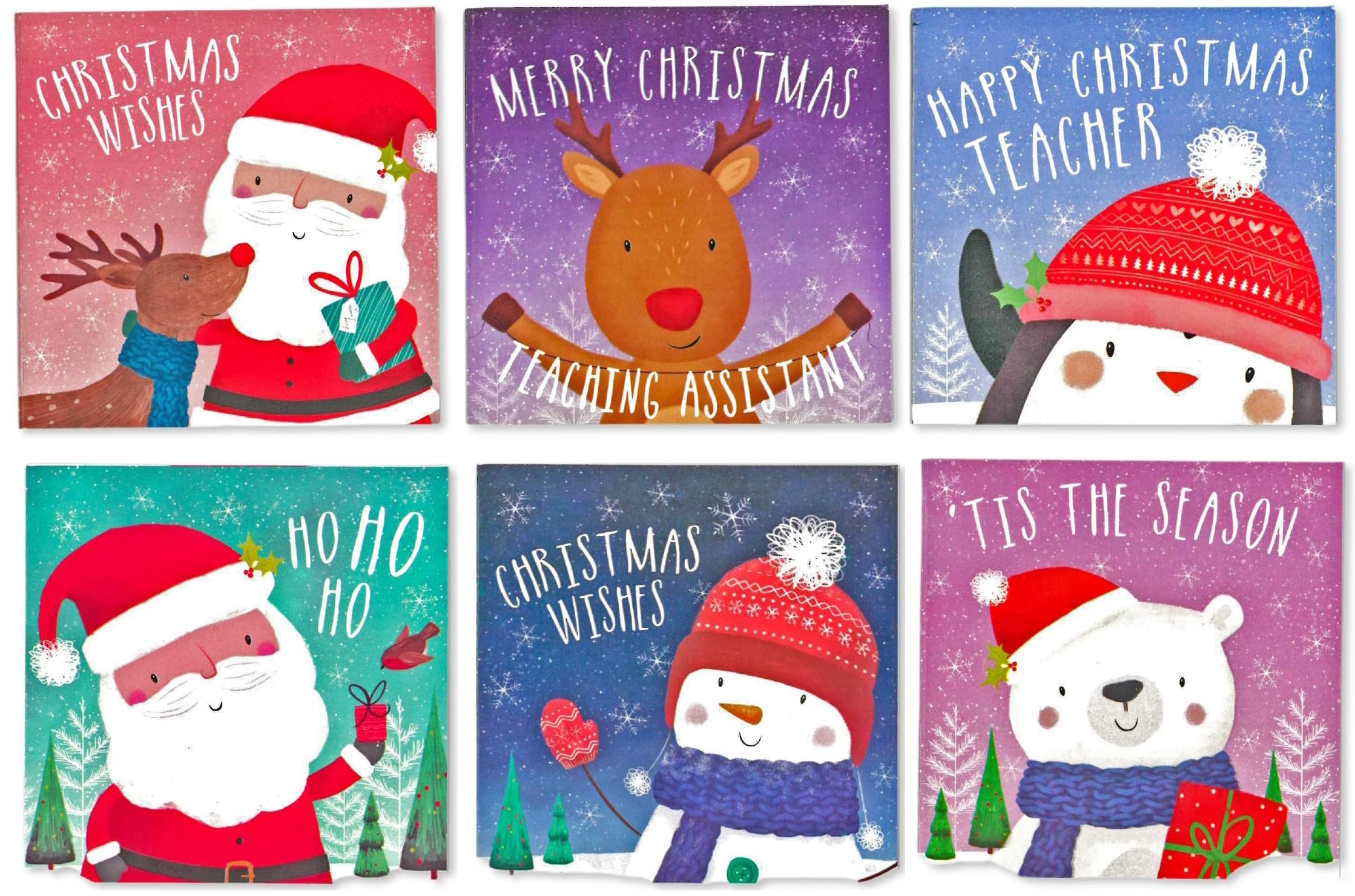 Pack of 30 Christmas Cards Kids School Classroom Pack Cute Festive ...