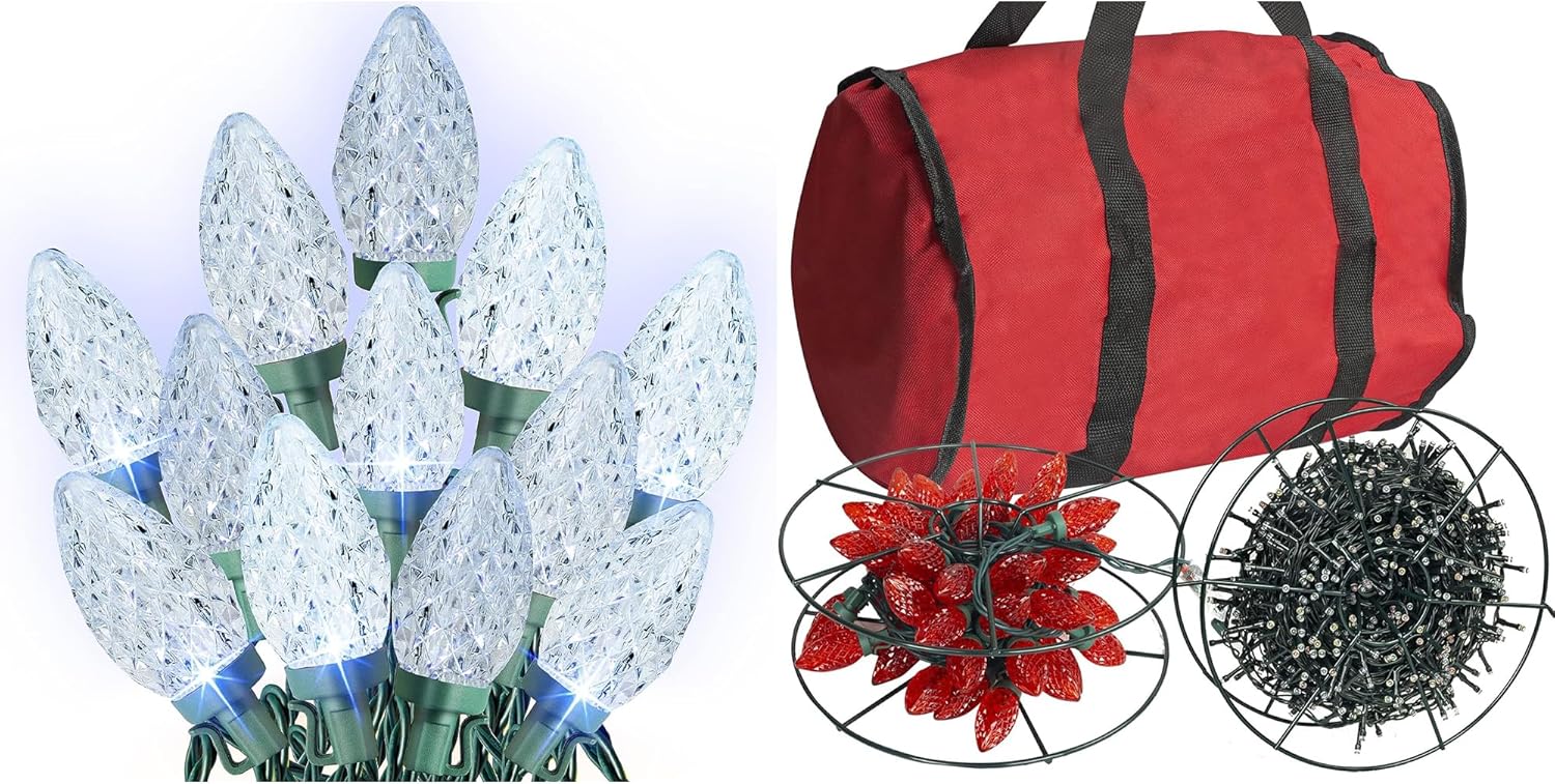 Amazon.com: Dazzle Bright Christmas Lights Storage Bags + 100 LED 66 FT ...