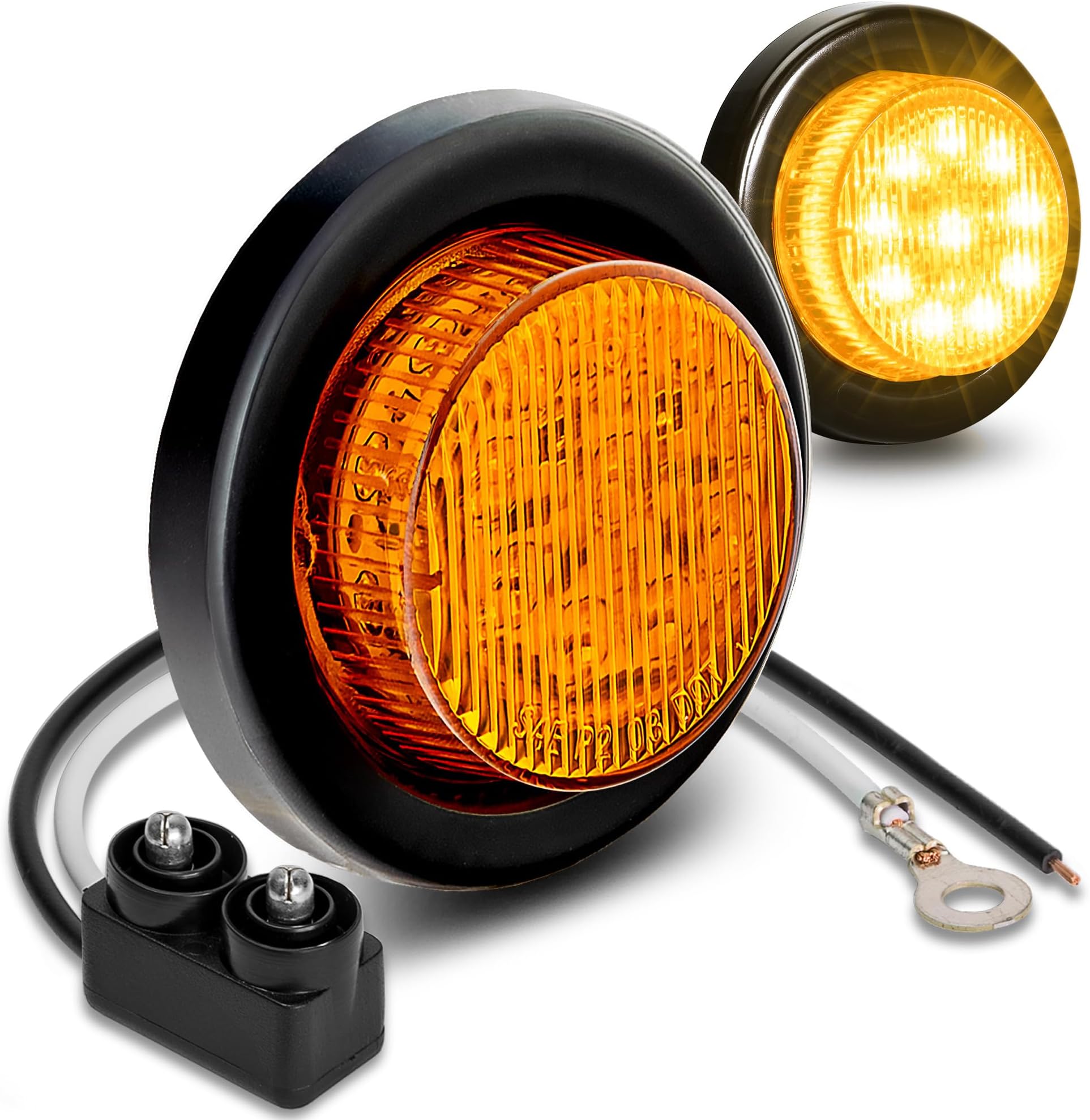 Amazon.com: TRUE MODS 2pc 2" 12V Amber Round LED Clearance Side Marker ...