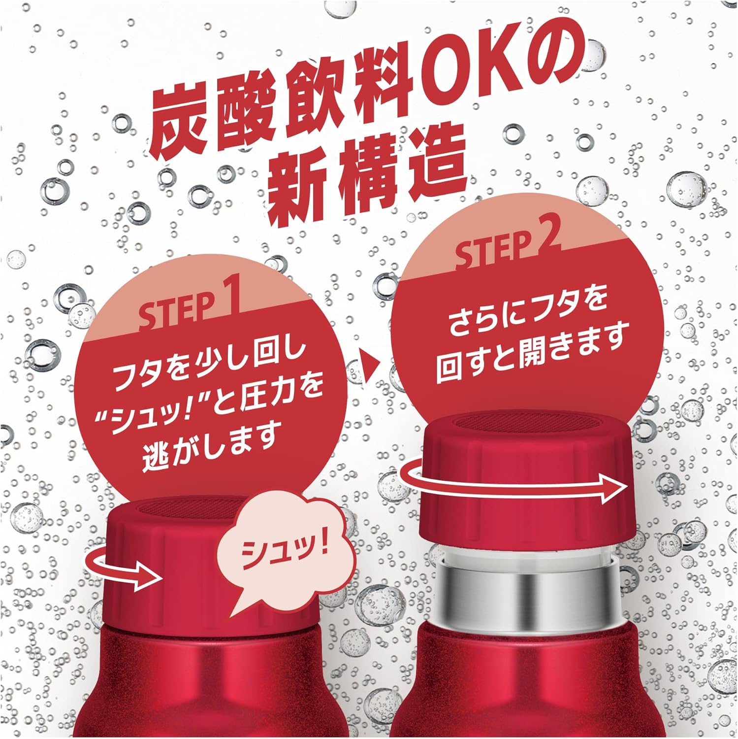 Thermos FJK-750 R Water Bottle, Insulated Carbonated Drink Bottle, 25.4 fl oz (750 ml), Red, For ...