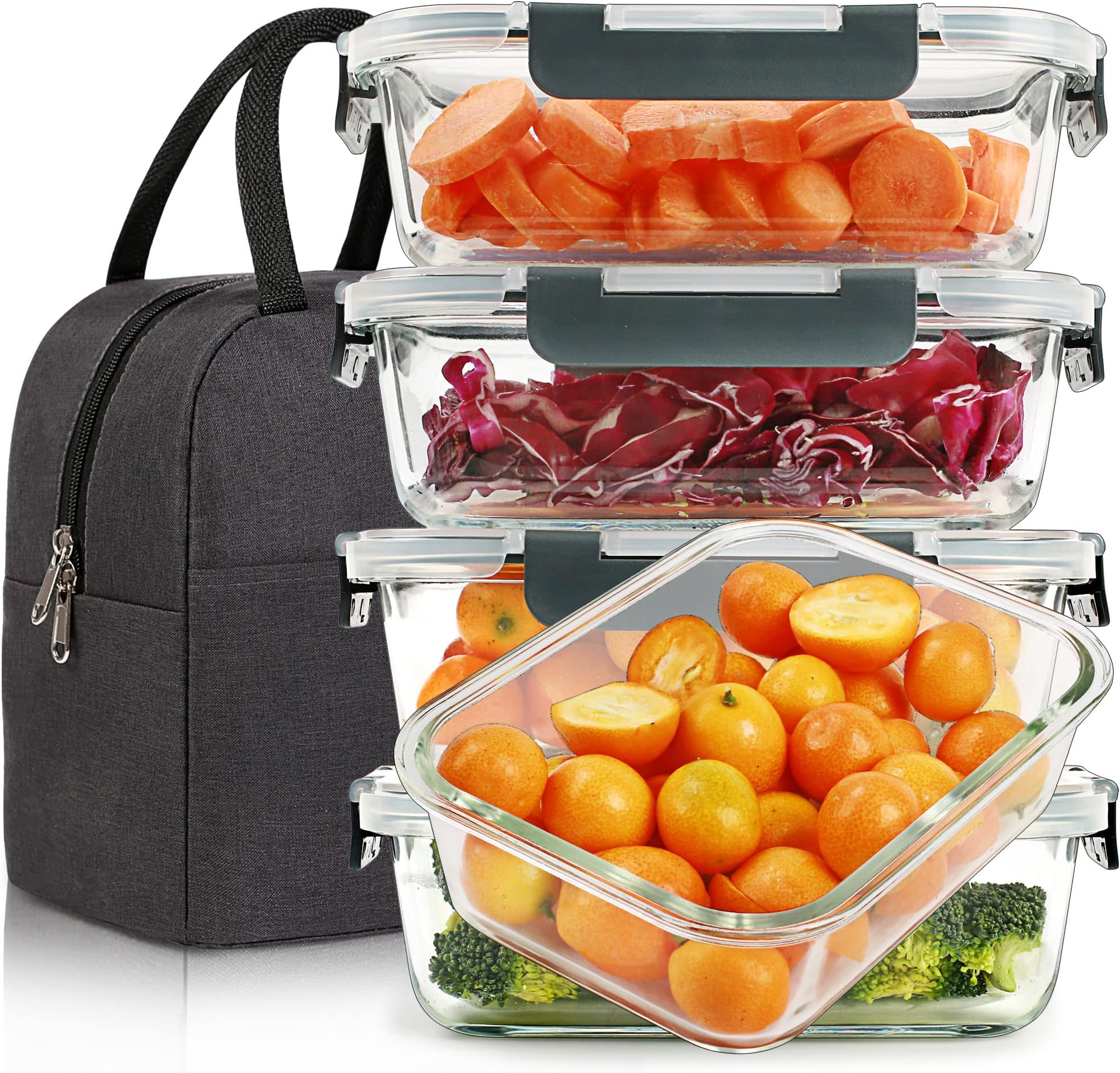 Amazon.com: Amaxe Direct 5 Pack 36OZ Kitchen Leak-Proof Glass Food ...