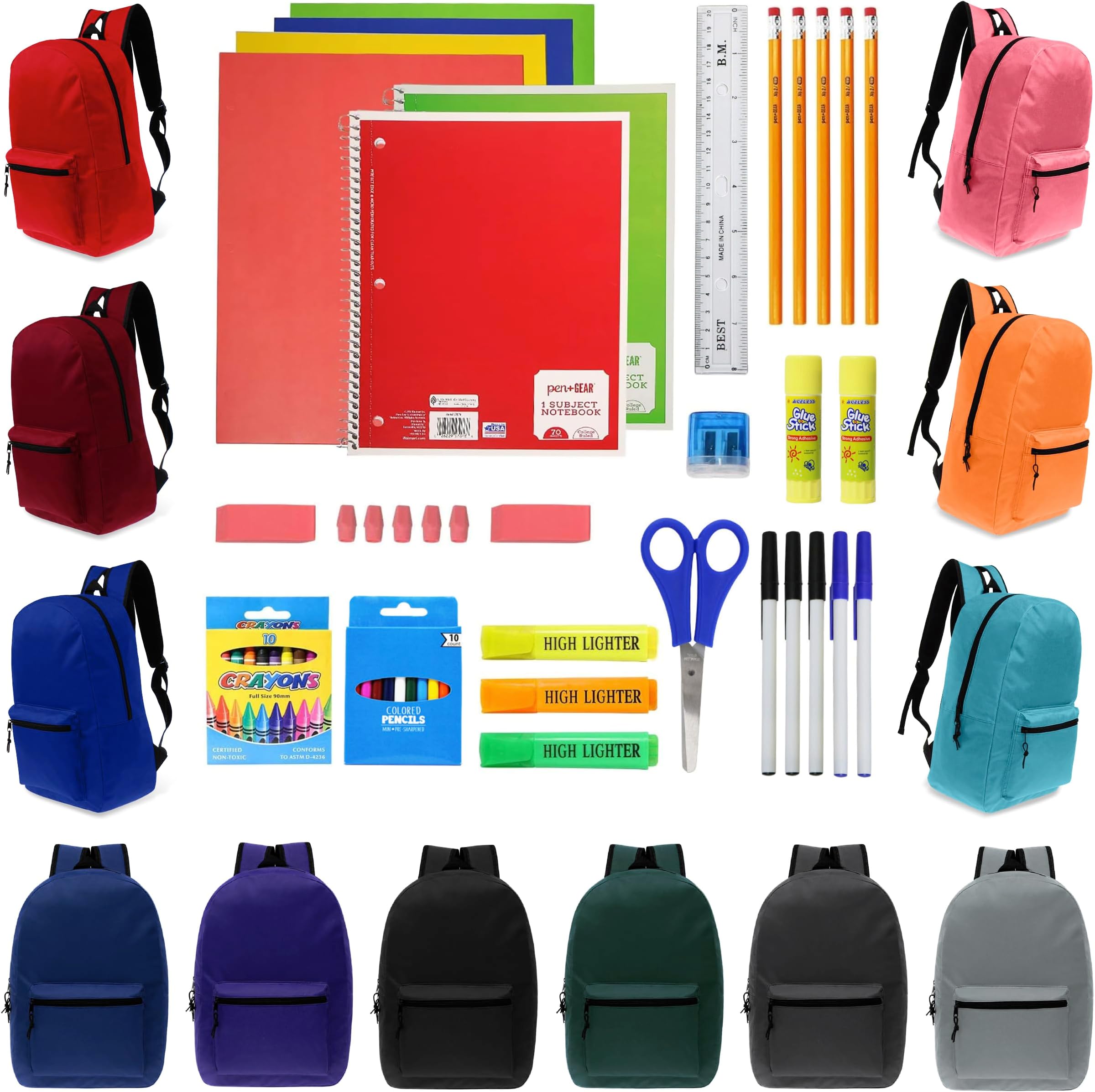 Amazon.com : Trail maker 24 Pack Back Packs, 18 Inch Bulk Backpacks ...