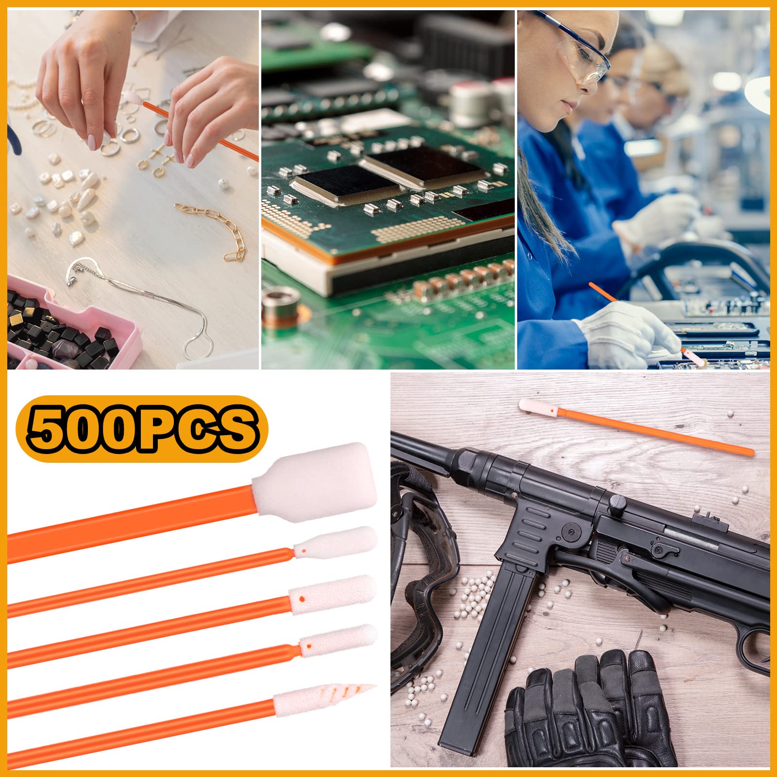 Snapklik.com : Norme 500 Pcs Foam Swabs Cleaning Swabs Kit Bundle 5 ...
