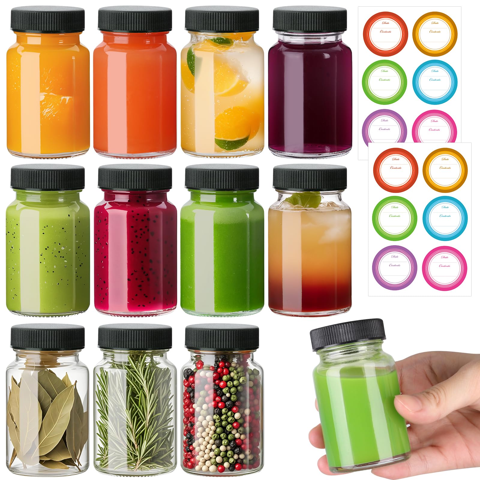 Ginger Shot Containers AuroTrends 2oz Glass Shot Bottles 16 Pack ...